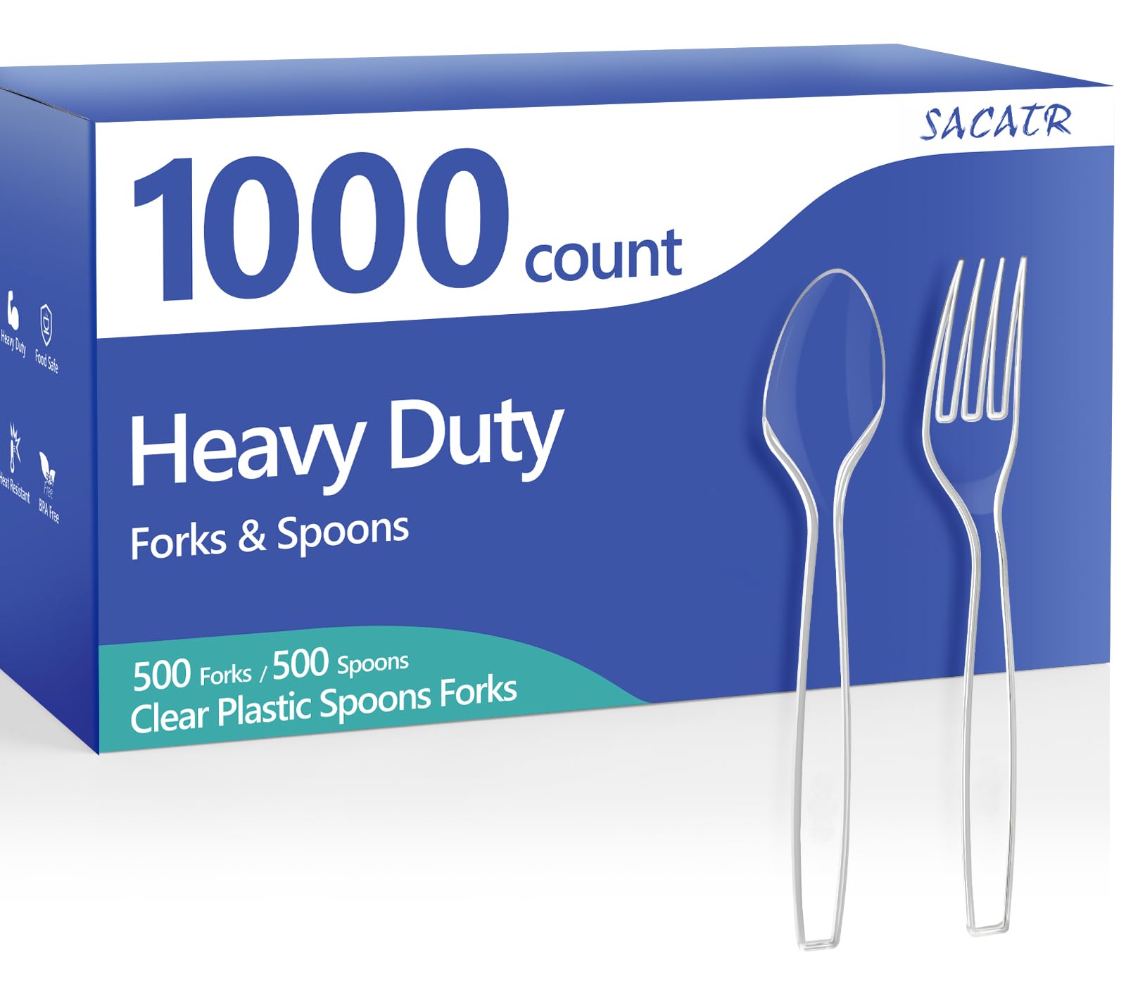 1000 Count Plastic Silverware Heavy Duty - 500 Spoons, 500 Forks, BPA ...