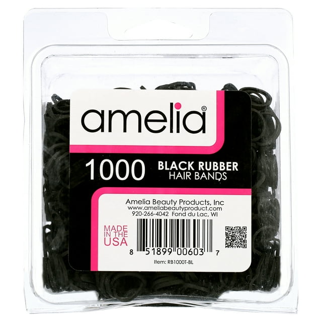 Small Black Rubber Bands (1000 Count) in Re-closable Container for ...