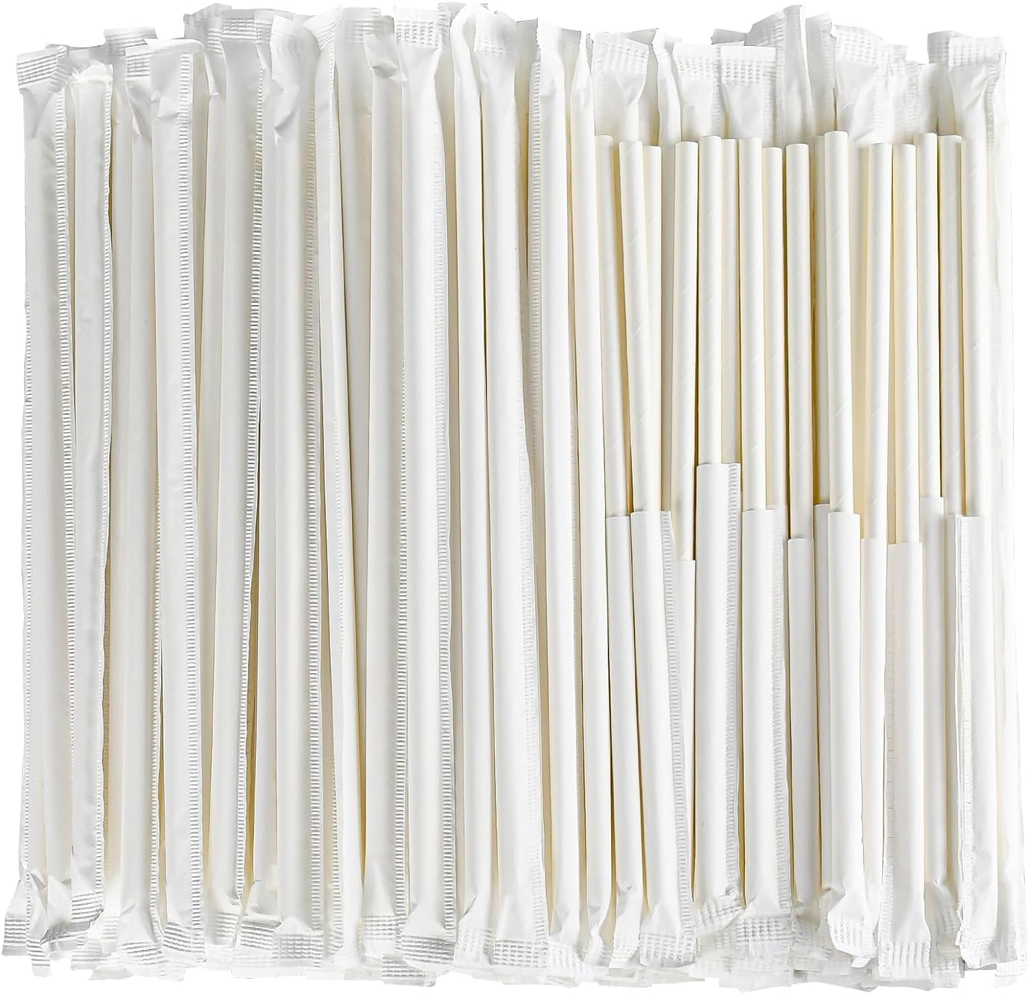 [1000 Counts] White Paper Straws Wrapped Individually for Drinking - 7. ...