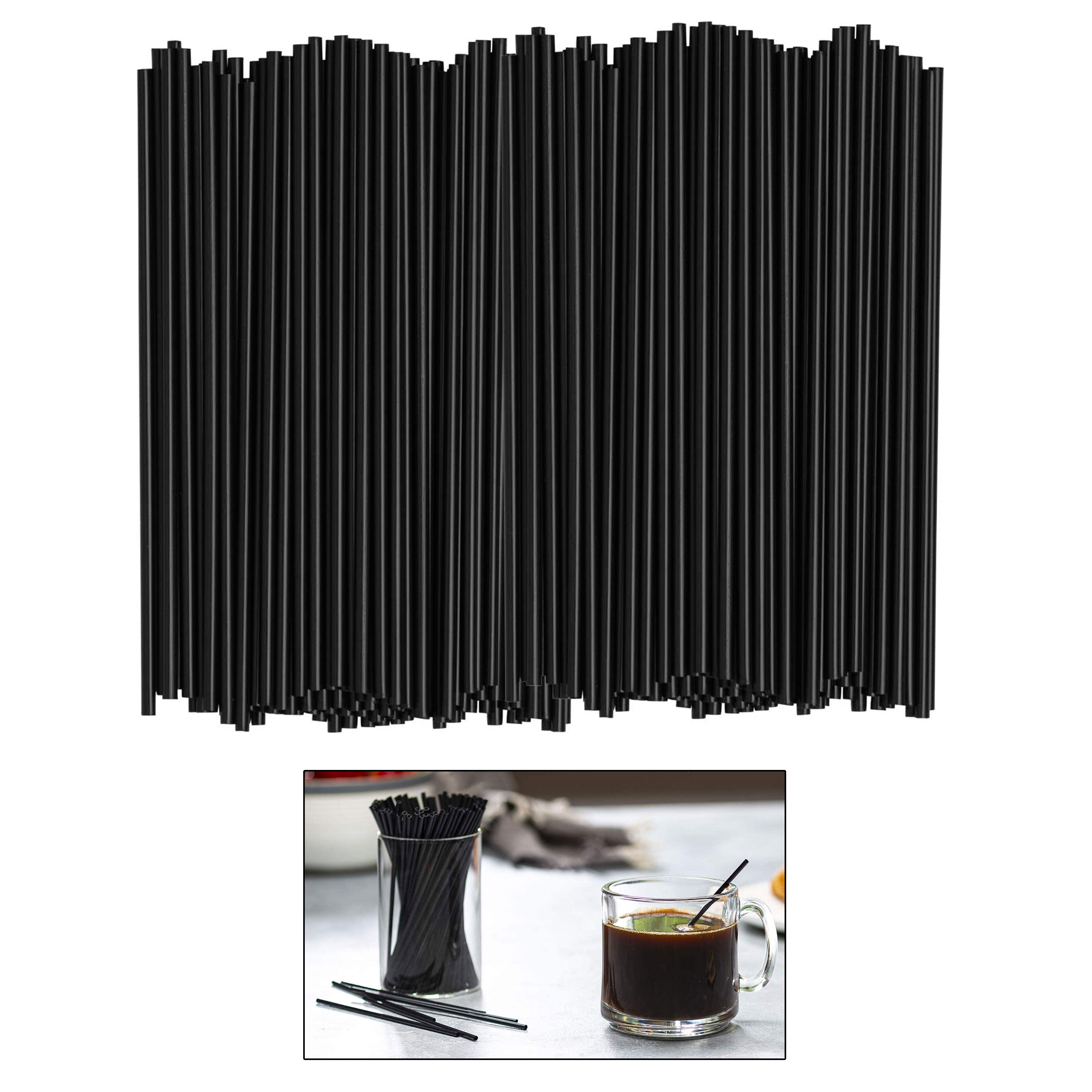 1000 Ct Black Sip Stirrers Plastic Straws Coffee Bar Cocktail Straw ...