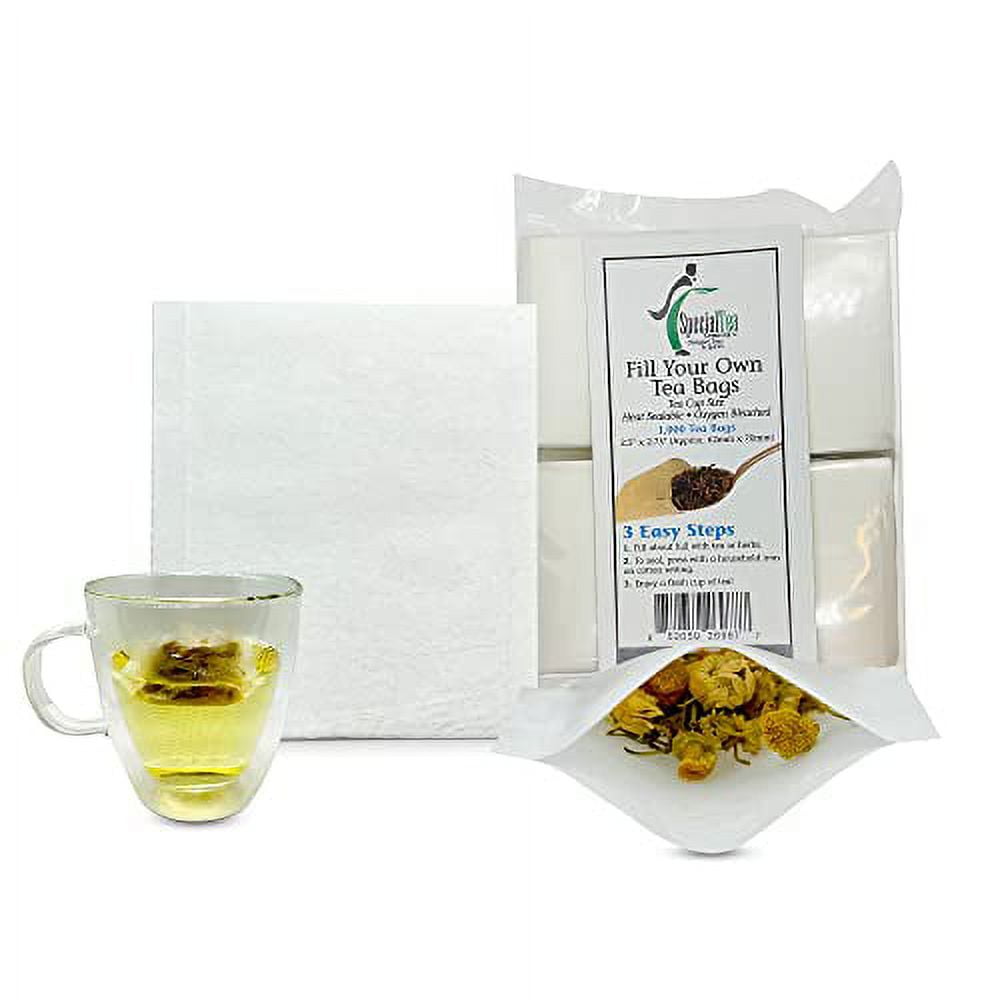 1000 Empty Tea Bags 2.5” x 2.75” White Compostable, These Heat Sealable ...