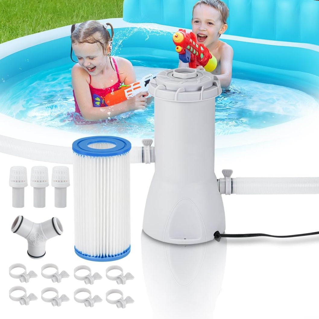1000 Gallon Above Ground Pools Filter Pump, Water Circulation and ...