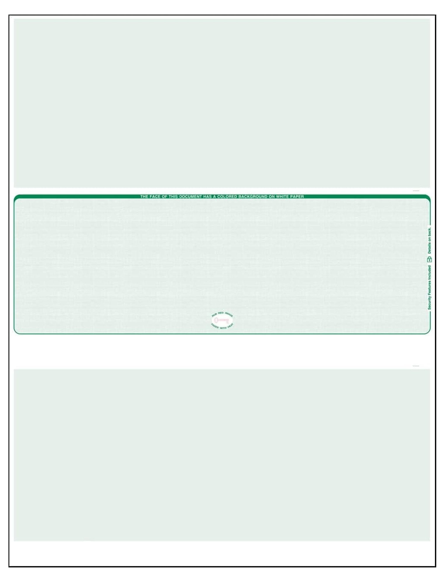 1000 Green - Linen Laser Check Stock, (Check at Middle) Blank Laser ...