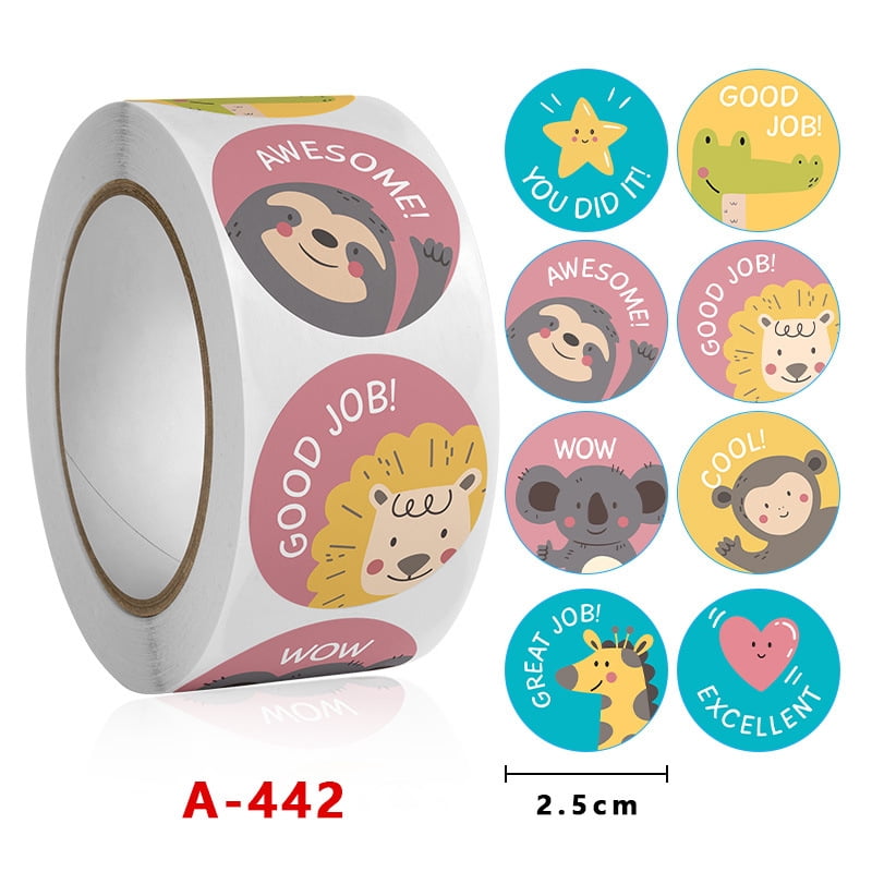 1000 Incentive Stickers Adorable Round Animal Encouraging Stickers ...