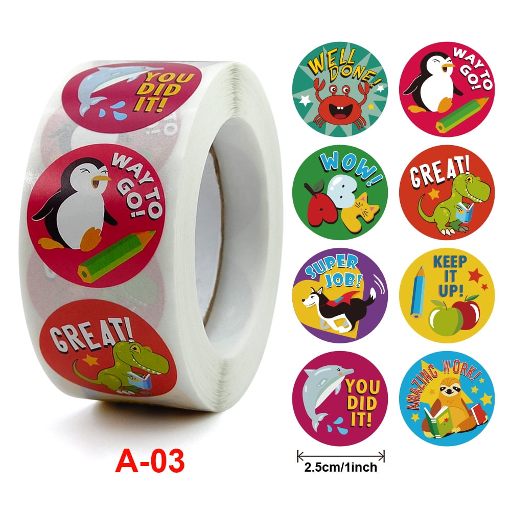 1000 Incentive Stickers Adorable Round Animal Encouraging Stickers ...