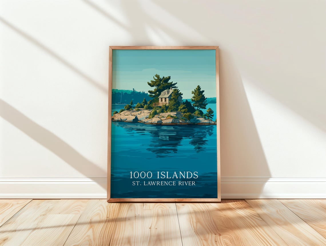 1000 Islands St Lawrence River Travel Poster, Ontario Landscape Print ...