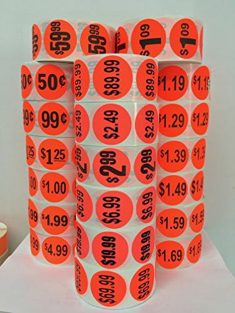 1000 Labels 1.5" Round Bright Red $6.99 Pricing Price Point Retail ...