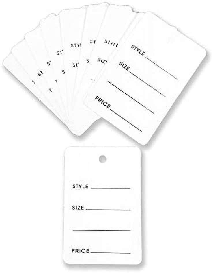 1000 Large White Style, Size & Price Unstrung Merchandise Tags 1.75" W ...