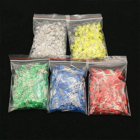 1000 Lot Single LEDs Round Top Diffused Light PCB Solder 5mm DC White ...
