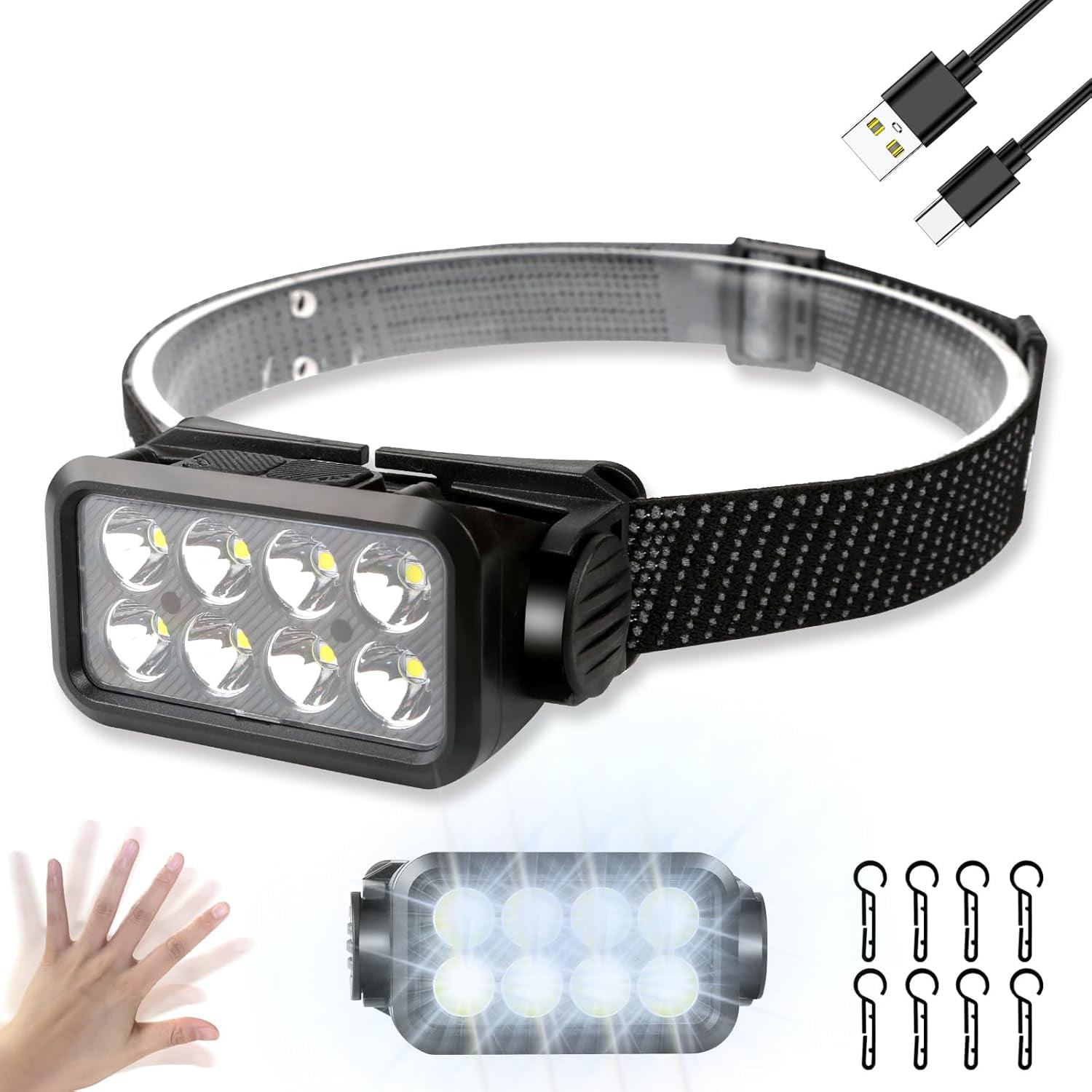 1000 Lumen Headlamp Super Bright Usb C Rechargeable Headlamp With 5