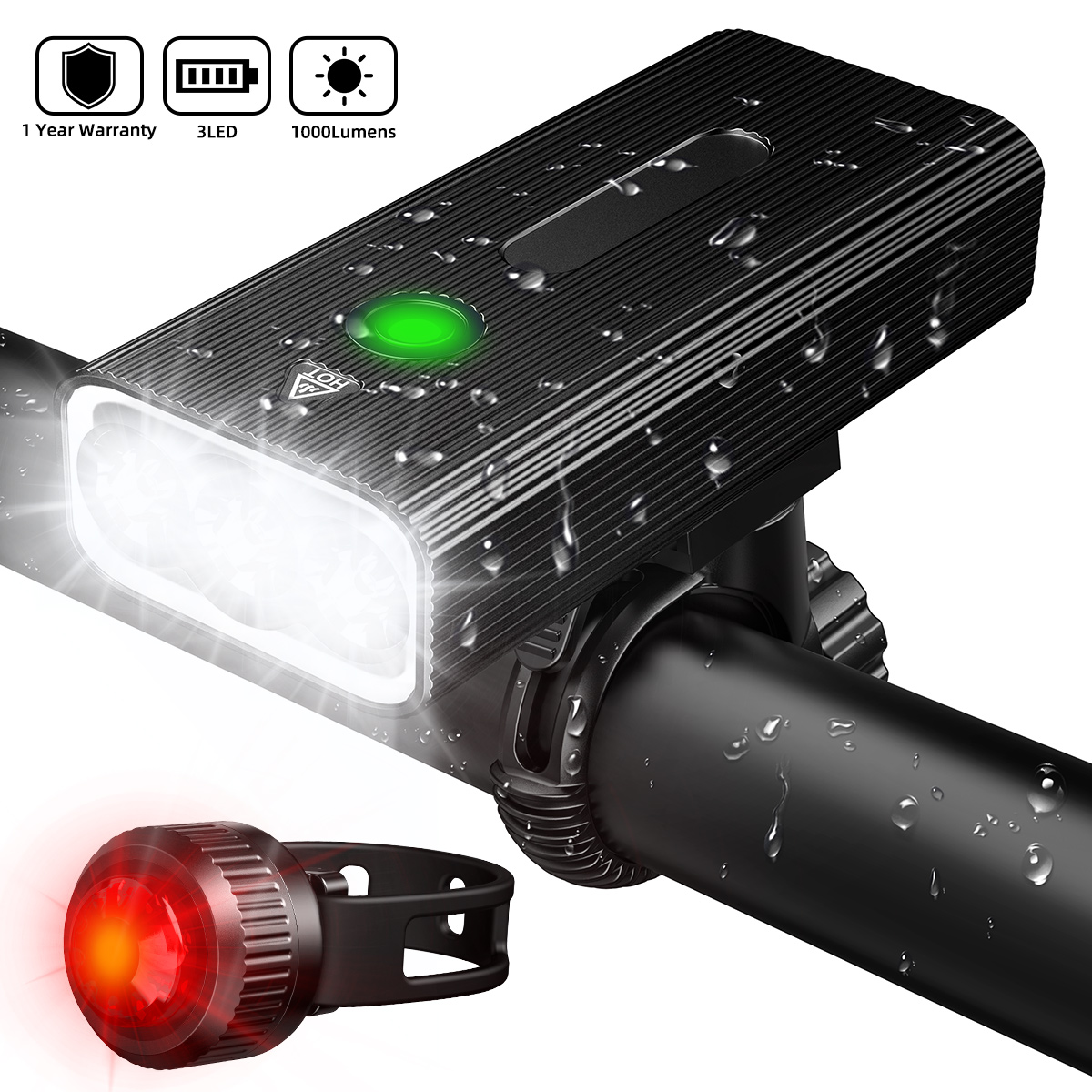 GEVSYUE Bike Light Set, USB Rechargeable Headlight & Taillight, IP65 Waterproof LED Bicycle ...