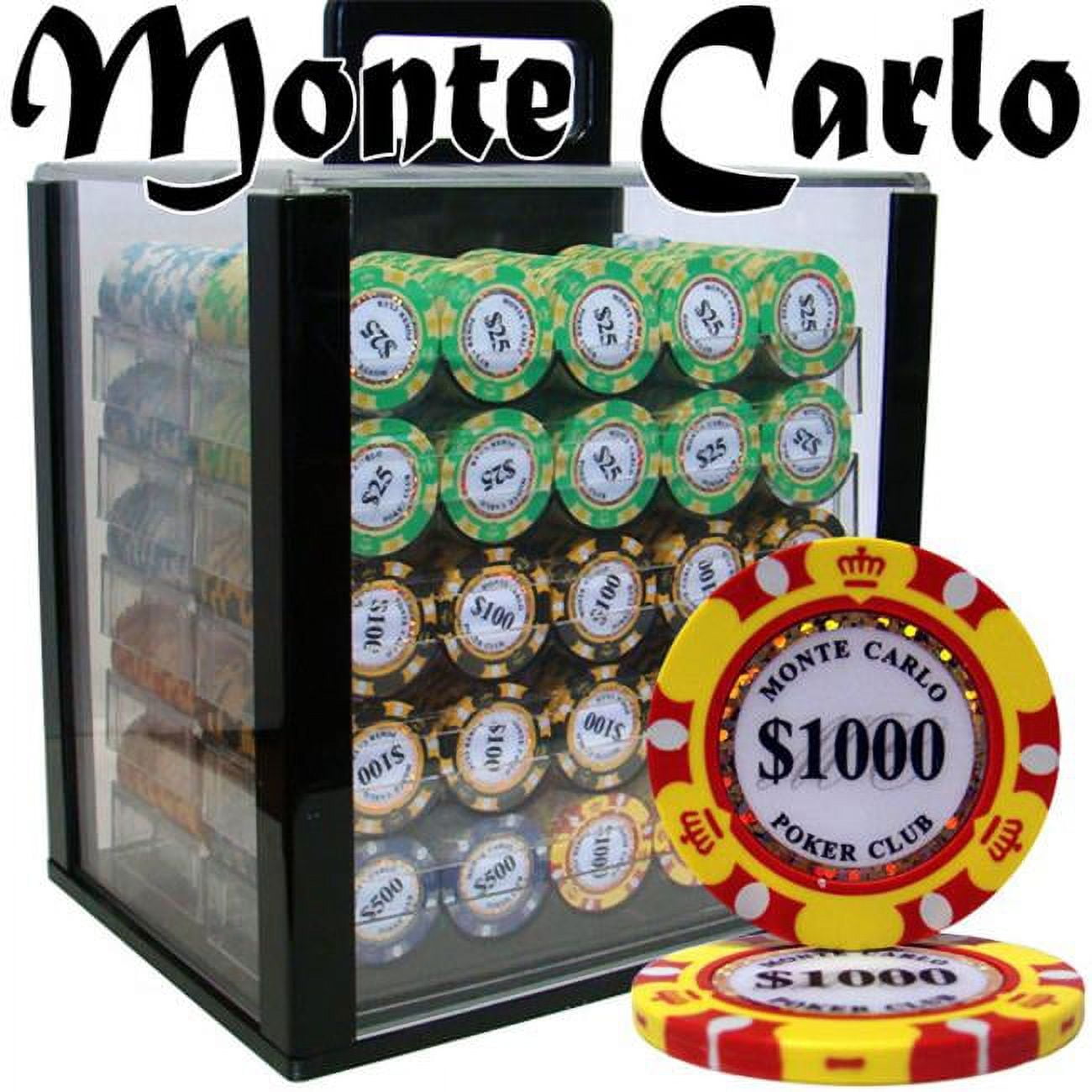 1000 Monte Carlo Poker Chips with Acrylic Carrier - Walmart.com