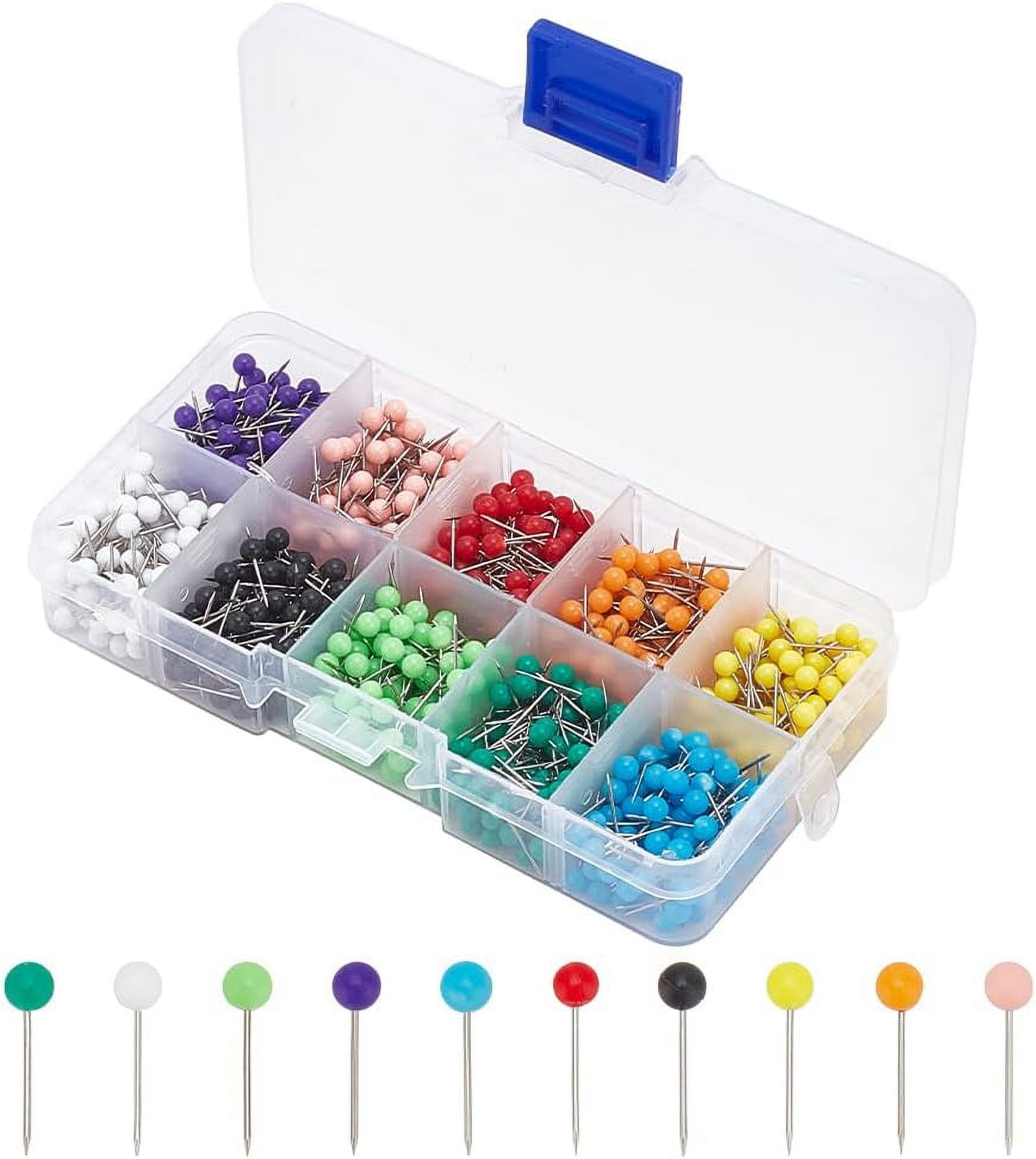 1000 PCS 10 Colors Map Push Pins Travel Map Tacks Marking Pins 1/8 inch ...