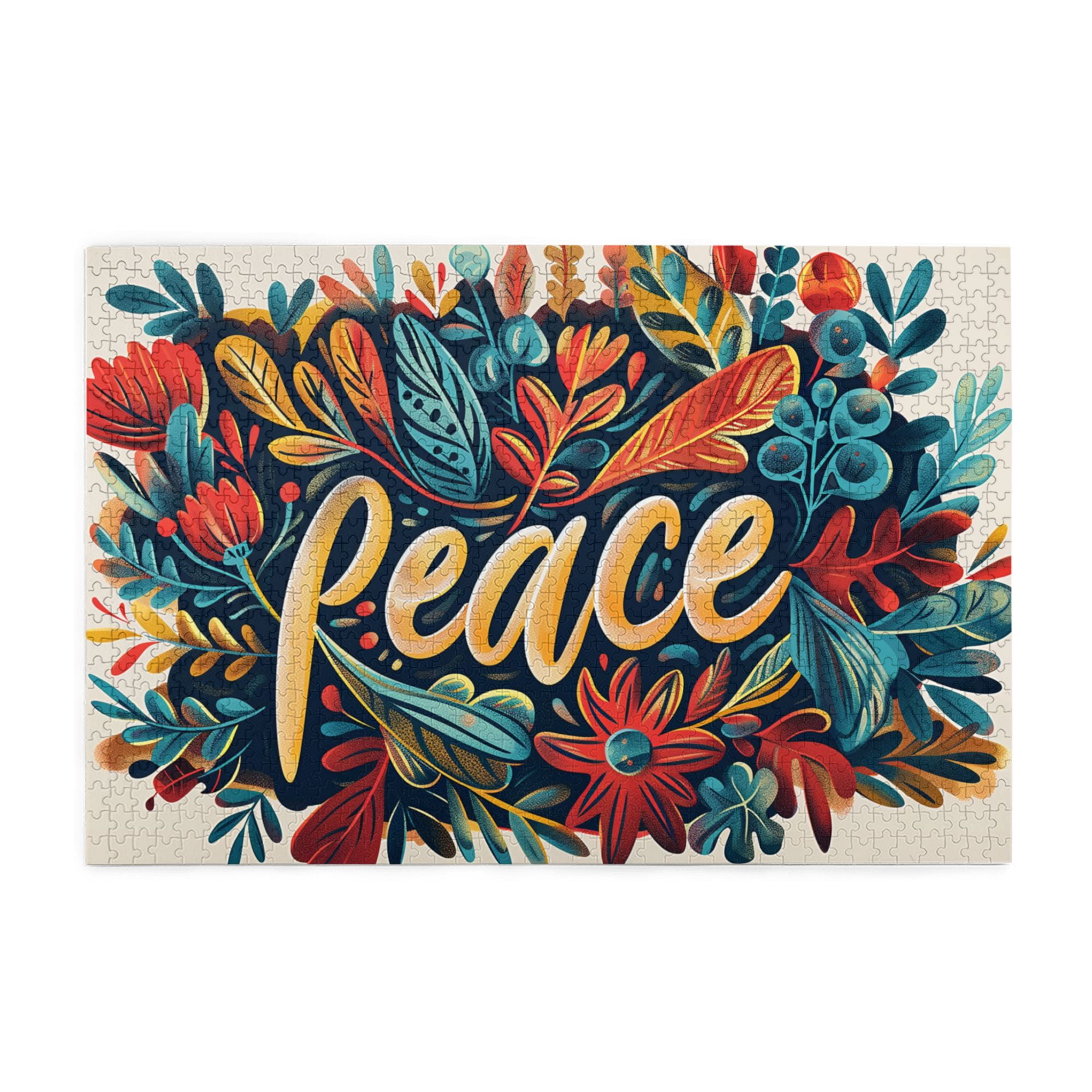 1000 PCS 1000 Piece Puzzles For Adults Peace Slogan Colorful Flower ...
