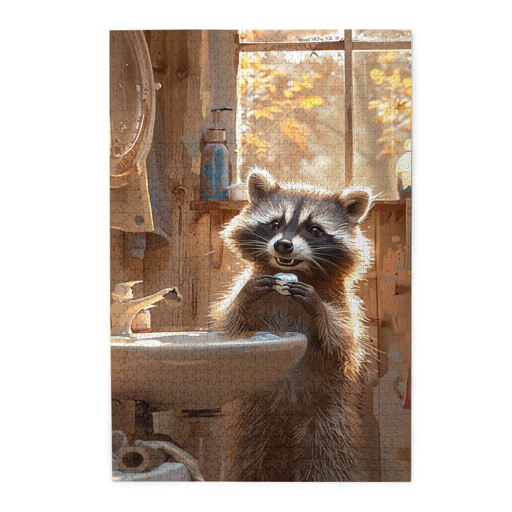 1000 PCS 1000 Piece Vibrant Wooden Jigsaw Puzzle The little raccoon ...
