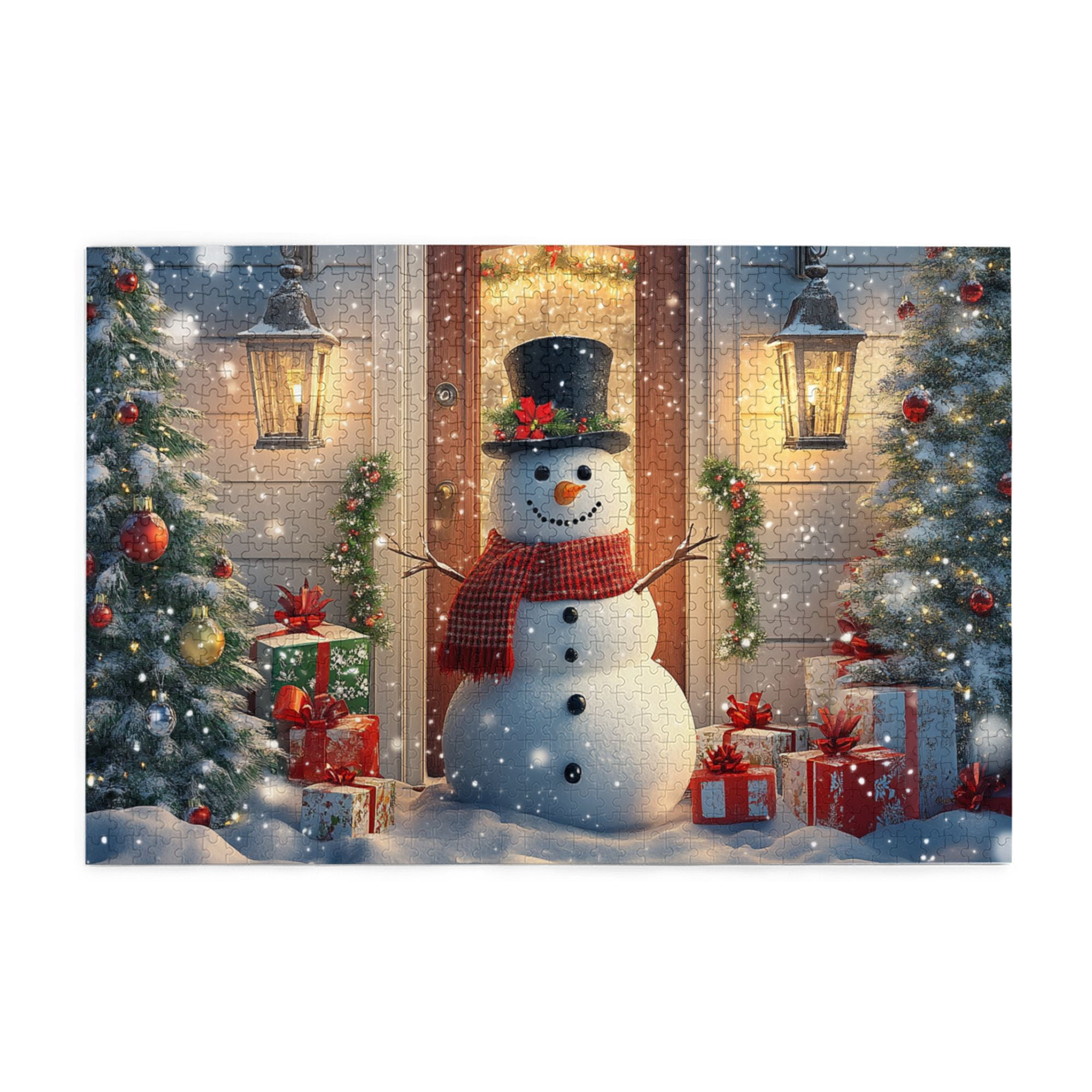 1000 PCS 1000 Piece Wooden Fun Puzzle The snowman at the entrance ...