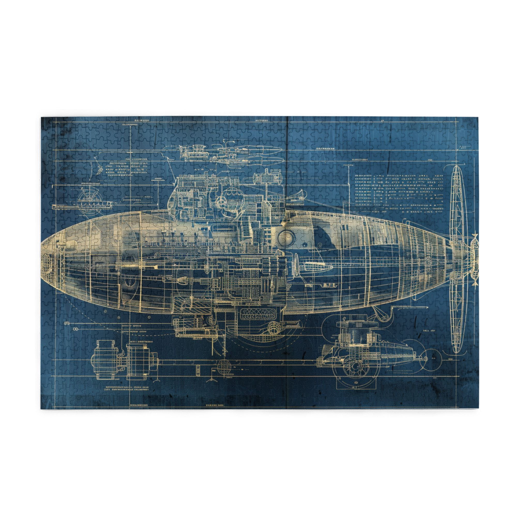 1000 PCS 1000 Piece Wooden Puzzle For Adults Submarine Design Drawing ...