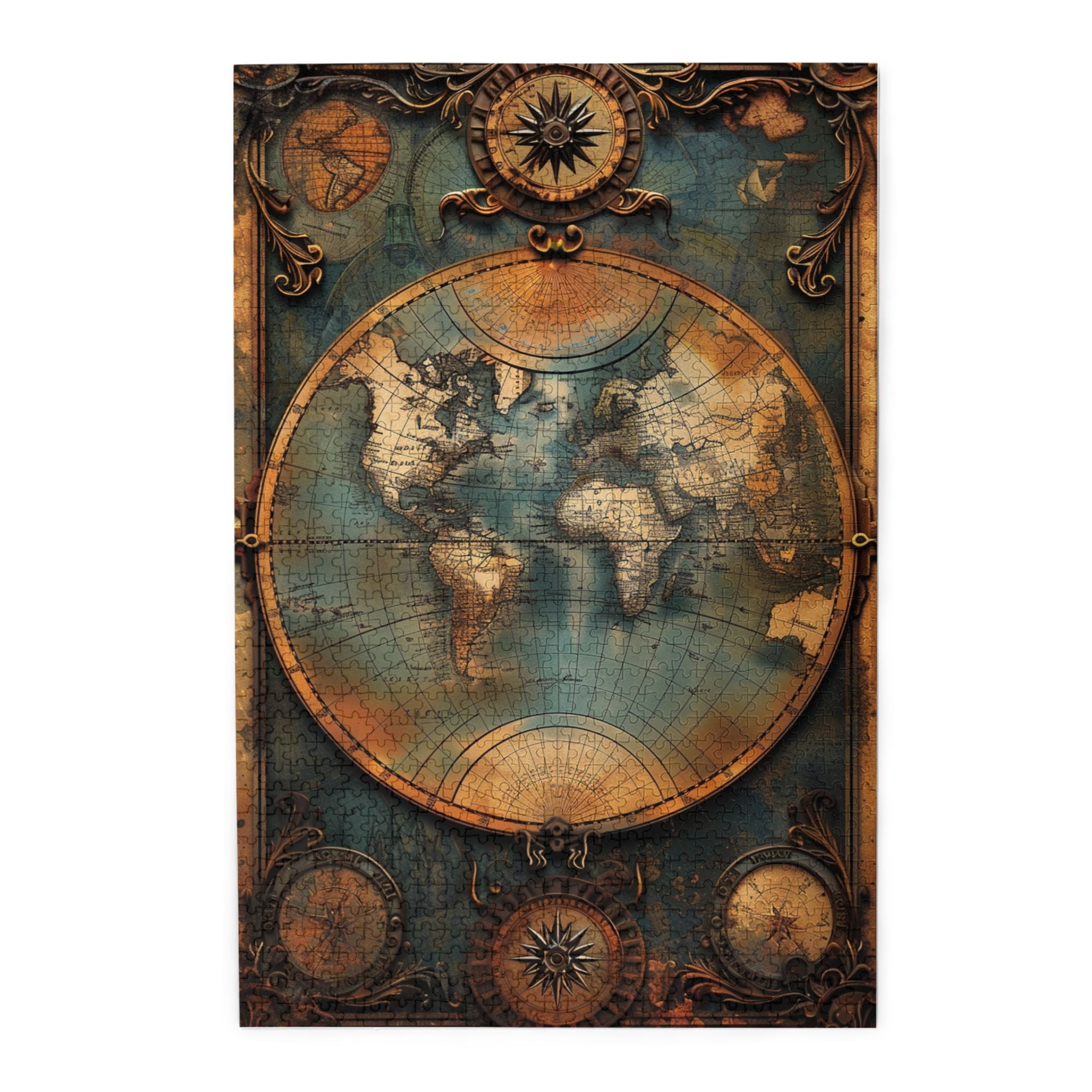 1000 PCS 1000 Piece Wooden Puzzles medieval times Earth Map,Challenging ...