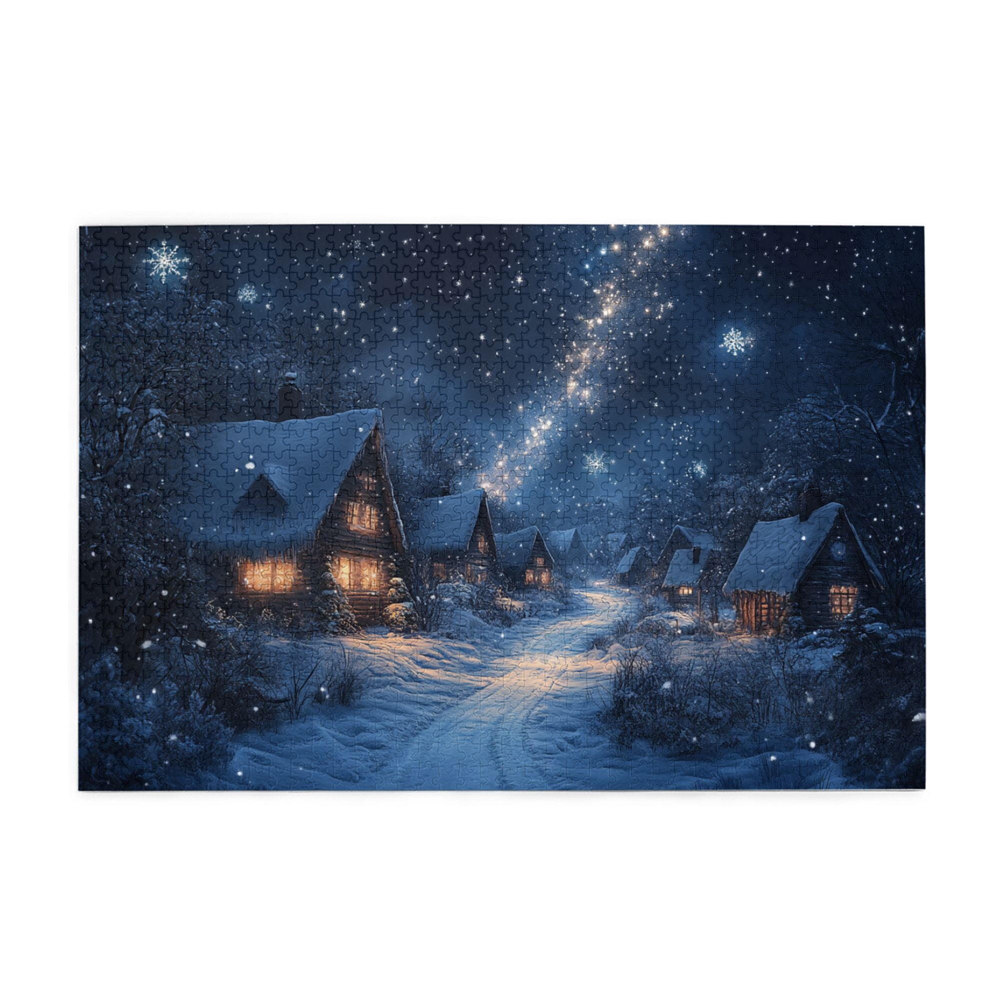 1000 PCS 1000 Piece jigsaw puzzles Snowy Countryside Starry Night,Brain ...