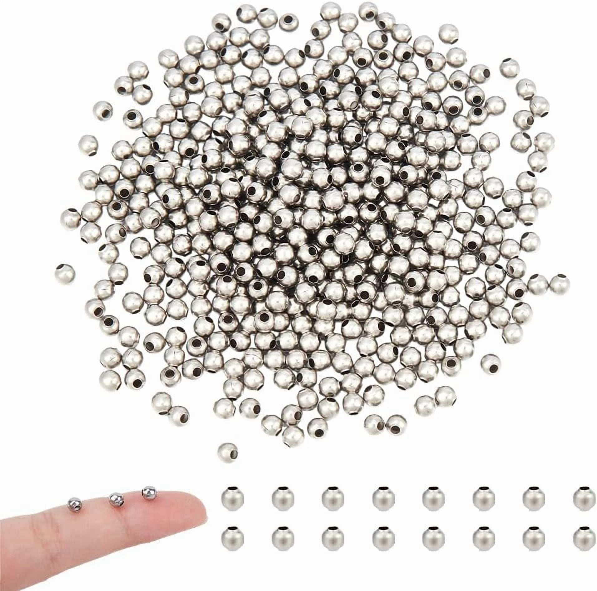 1000 PCS 4mm 304 Stainless Steel Beads Smooth Round Metal Spacer Beads ...