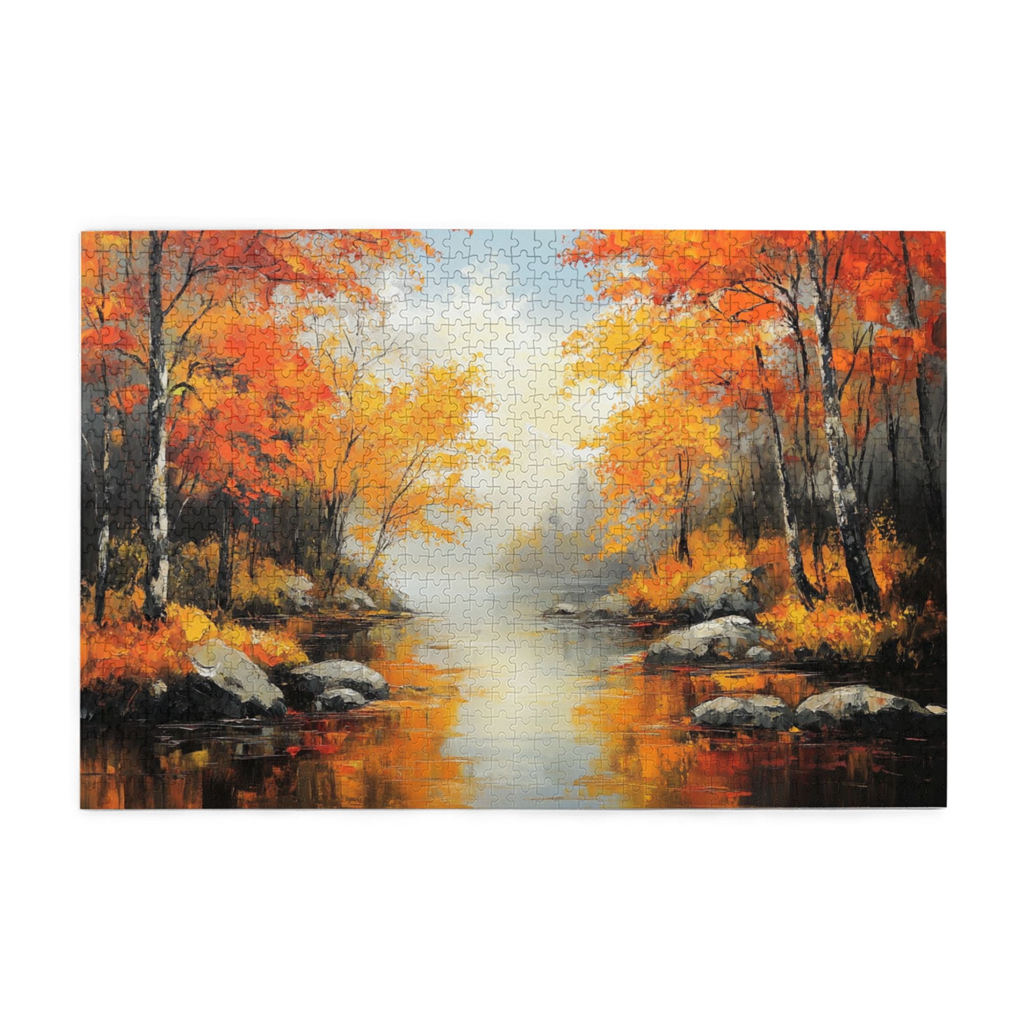 1000 PCS Autumn Forests Stream - 1000 Piece Scenery Jigsaw Puzzles ...