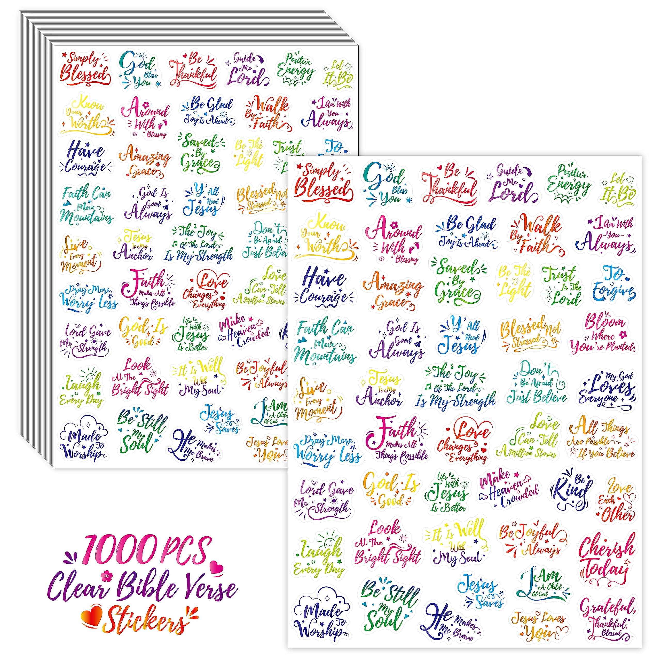 1000 PCS Bible Verse Stickers, Clear Inspirational Pray Stickers ...