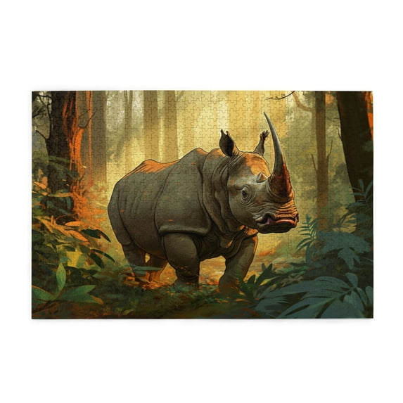 1000 PCS Bush Rhinoceros 1000 Piece Animal Jigsaw Puzzle,Enjoy The ...