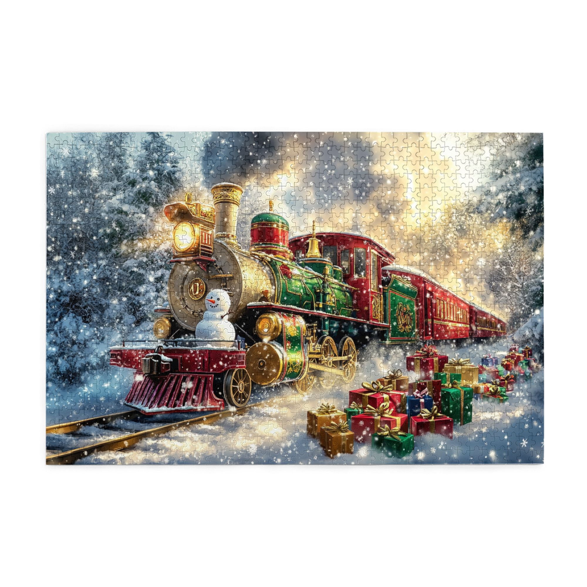 1000 PCS Christmas train & snowman Wooden puzzles for adults 1000 ...