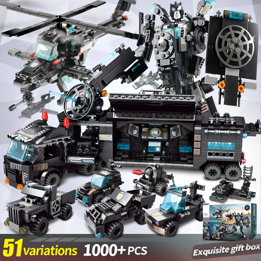 1000+PCS City Police Station Car Headquarters Building Blocks Truck ...