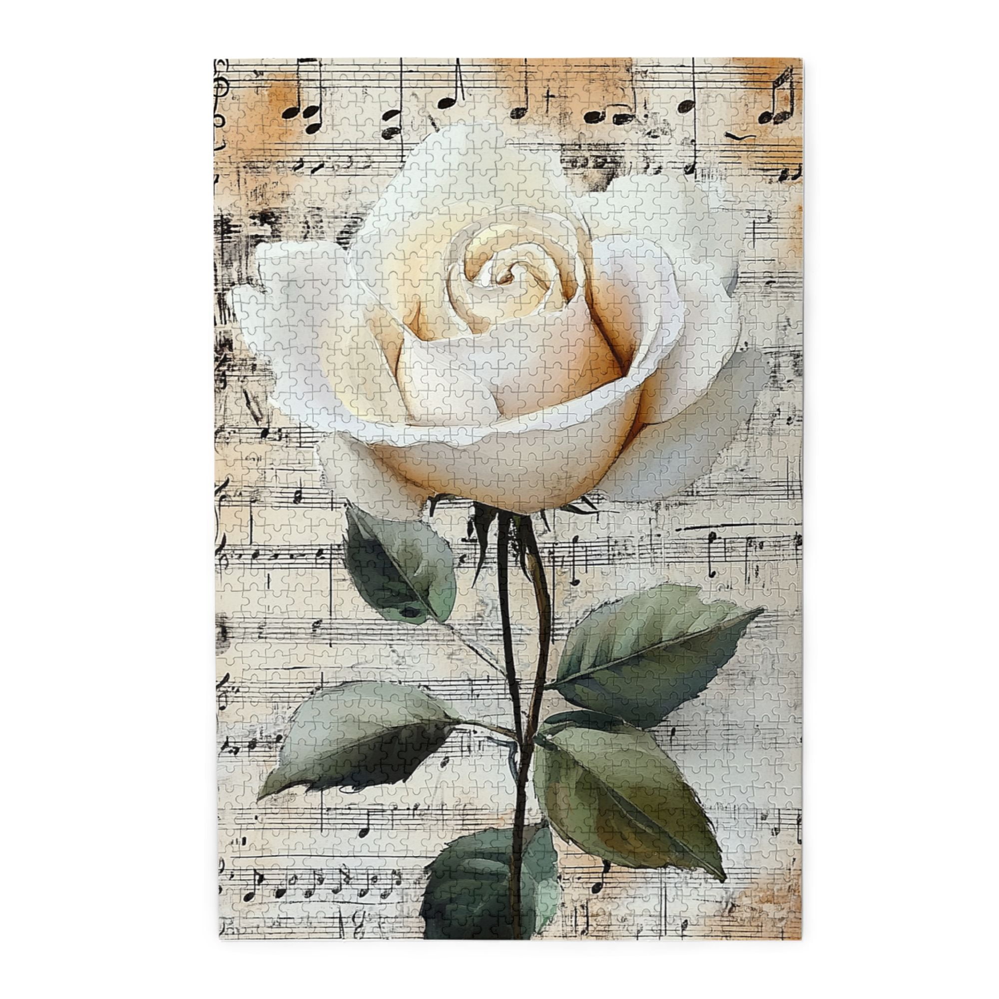 1000 PCS Classic White Rose and Music Score jigsaw puzzles 1000 pieces ...