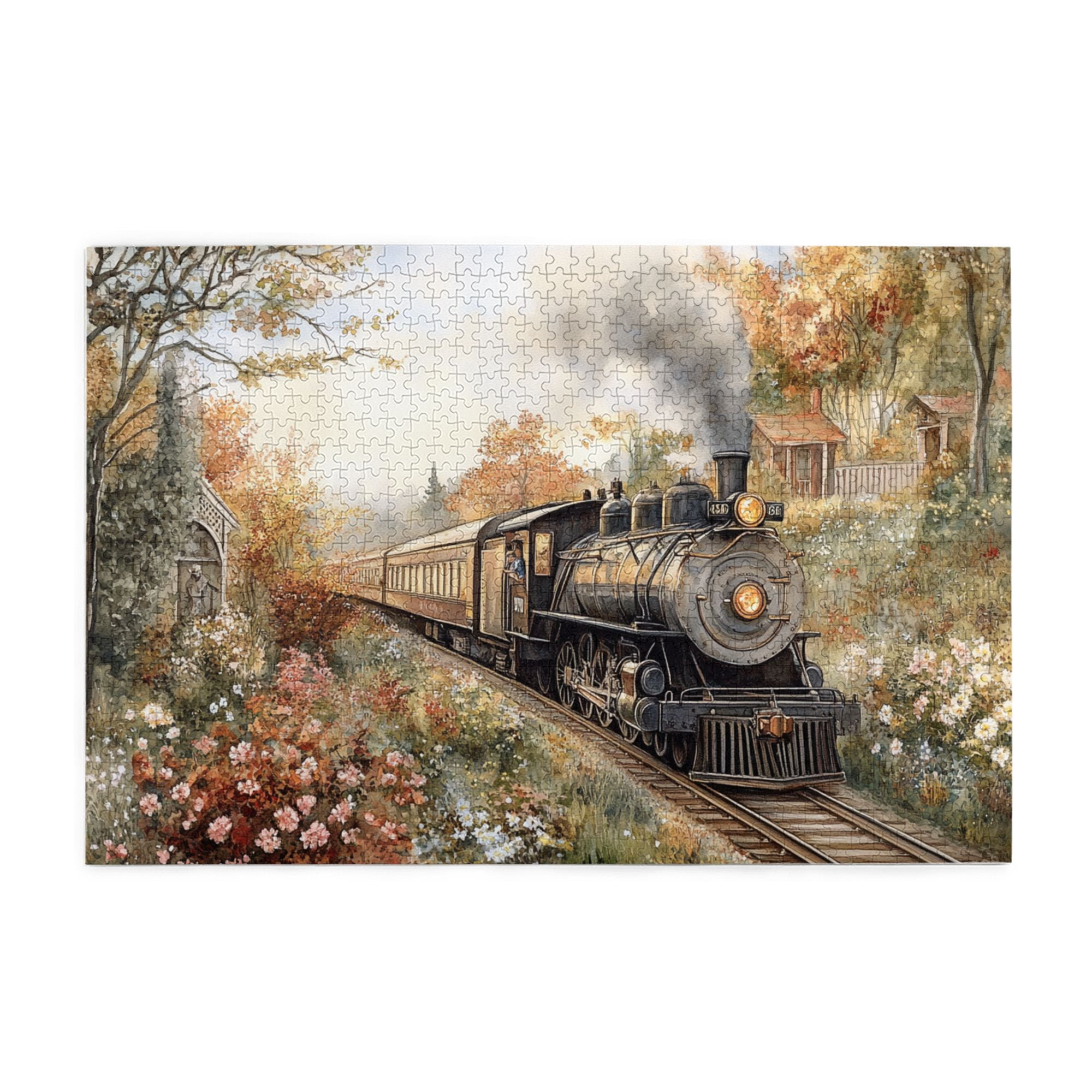 1000 PCS Classic rural steam train jigsaw Wooden puzzles 1000 pieces ...
