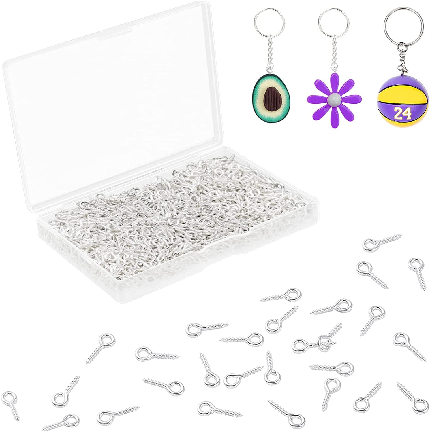 1000 PCS DaKuan 10mm x 5mm Mini Metal Hoop Peg Screw Eye Pin Hook ...