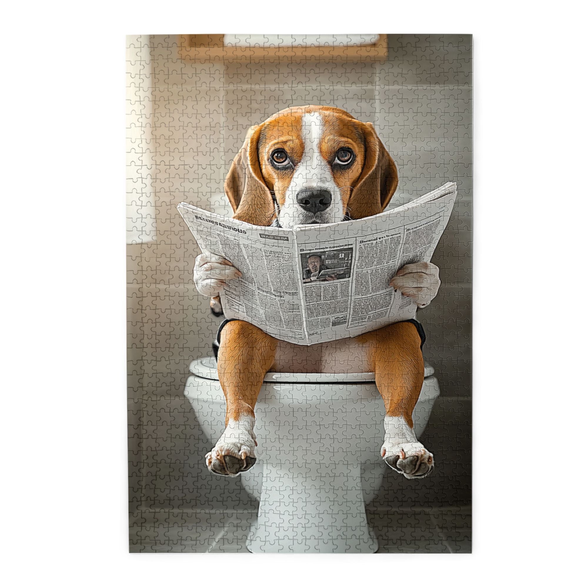 1000 PCS The Dog Reading Newspapers On The Toilet Fun Puzzles 1000 ...