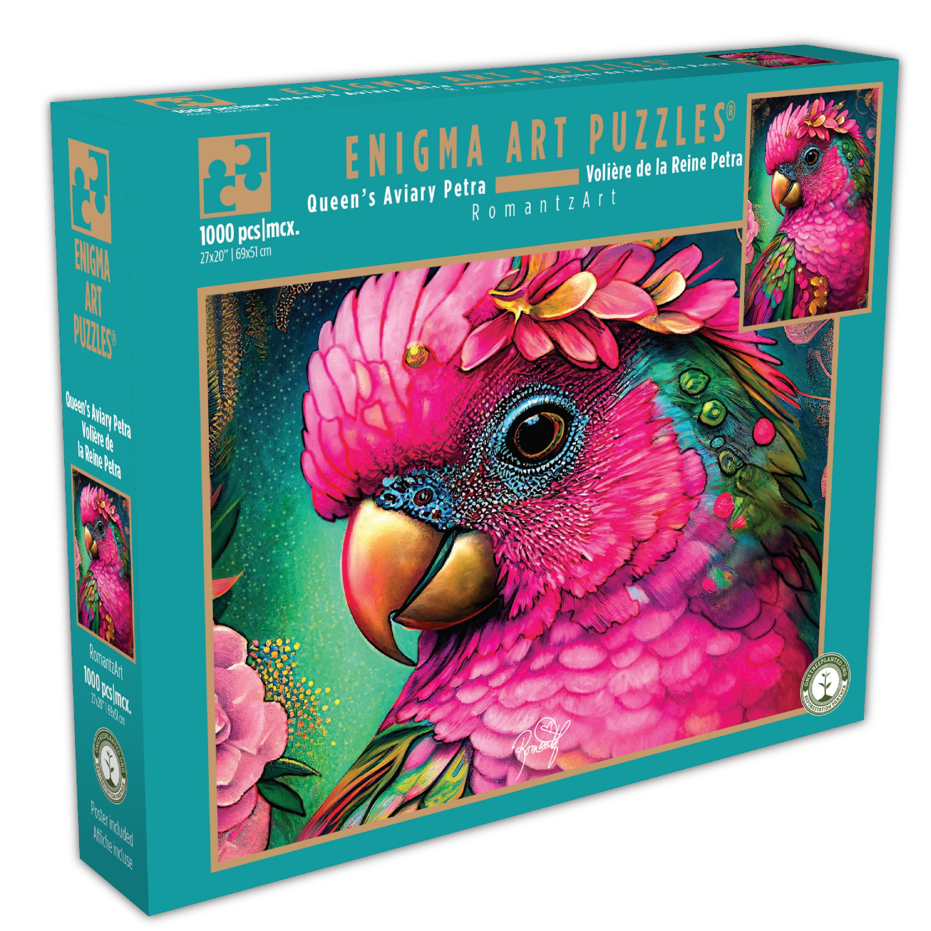 1000 PCS Enigma Romantz Art "Queen's Aviary Petra" Blueboard Puzzle 27 ...