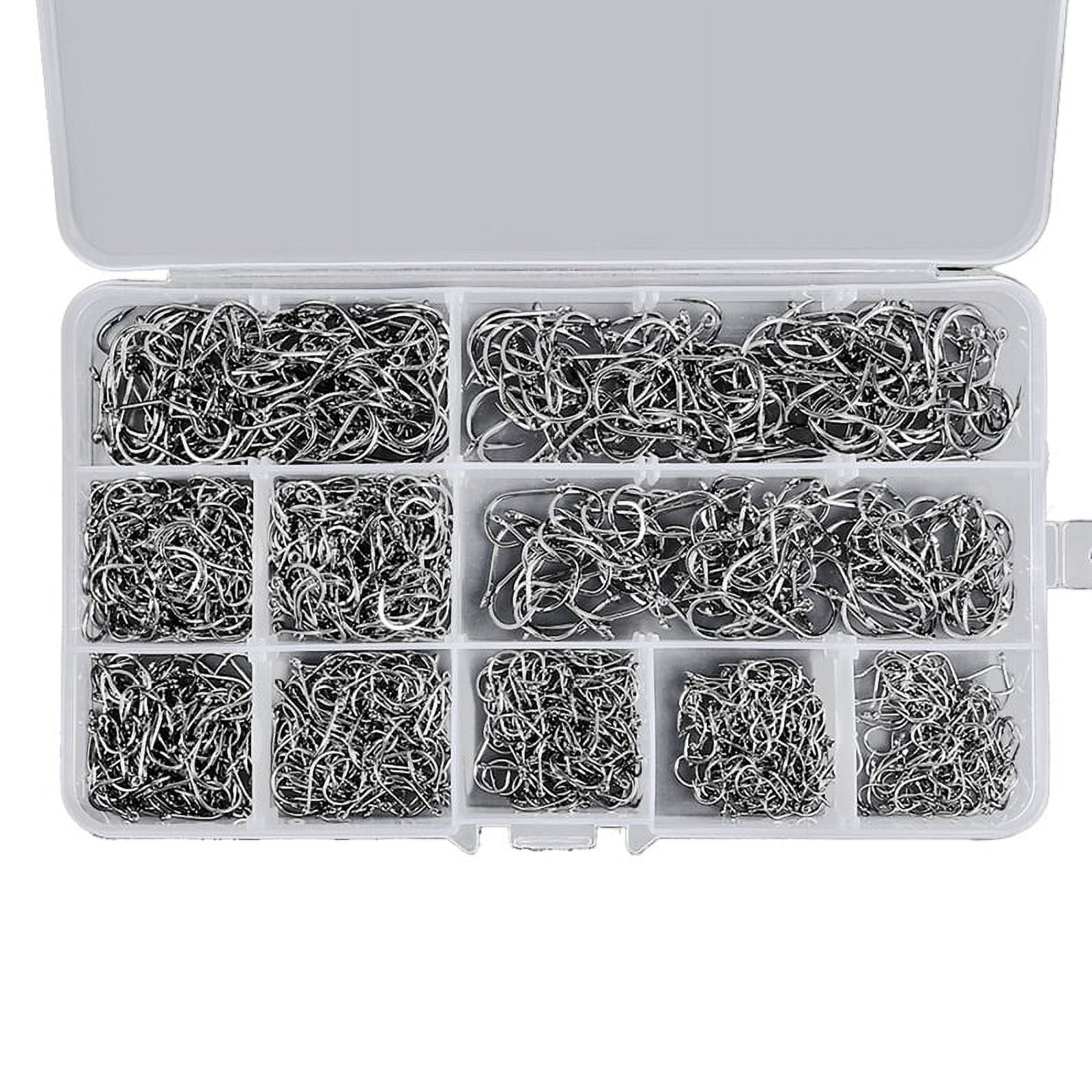 1000 PCS Fishing Hooks Set High Carbon Steel Barbed FishHooks for ...
