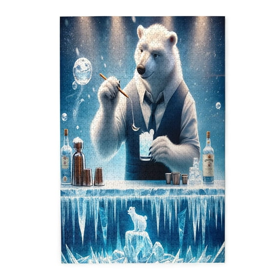 1000 PCS Funny Polar Bear Bartender 1000 Piece Vibrant Jigsaw Puzzle ...