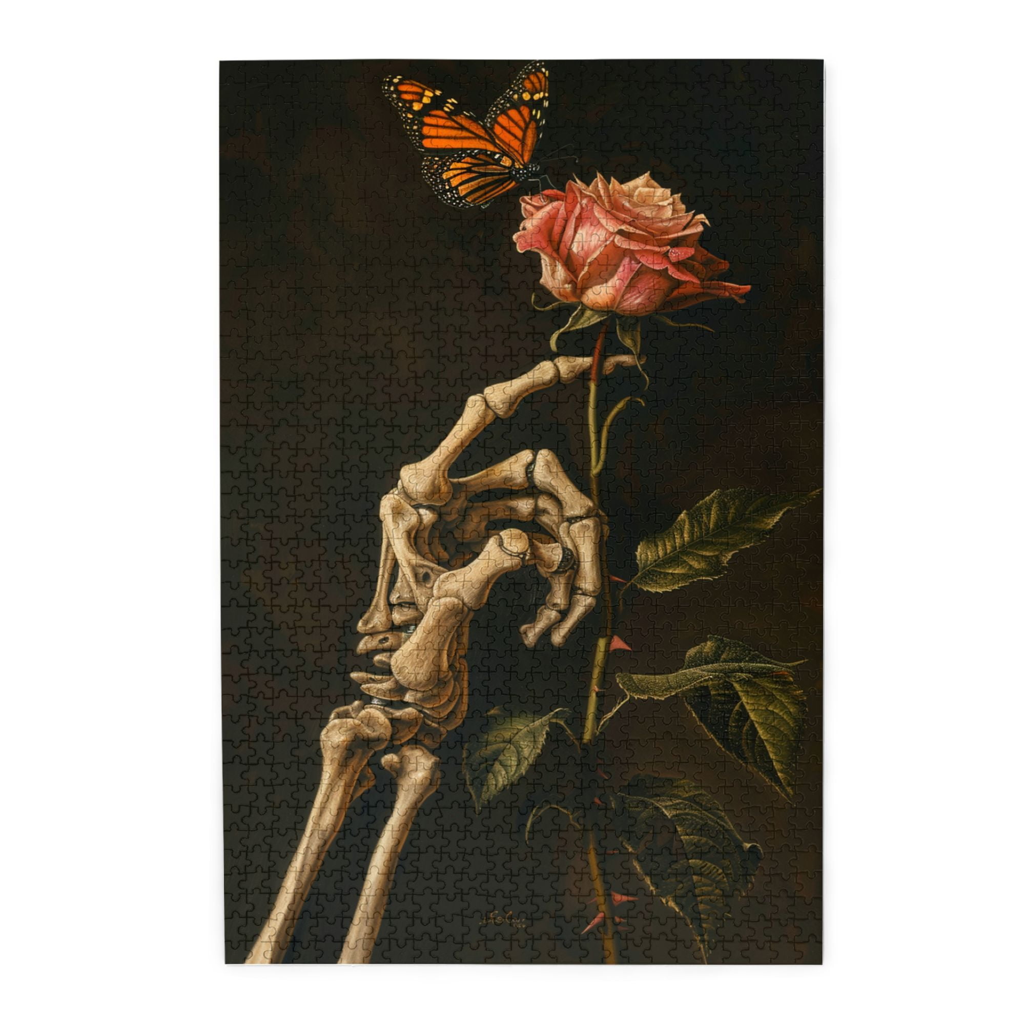 1000 PCS Grasp Love - Skeleton Hand And Rose 1000 Piece Vibrant Jigsaw ...