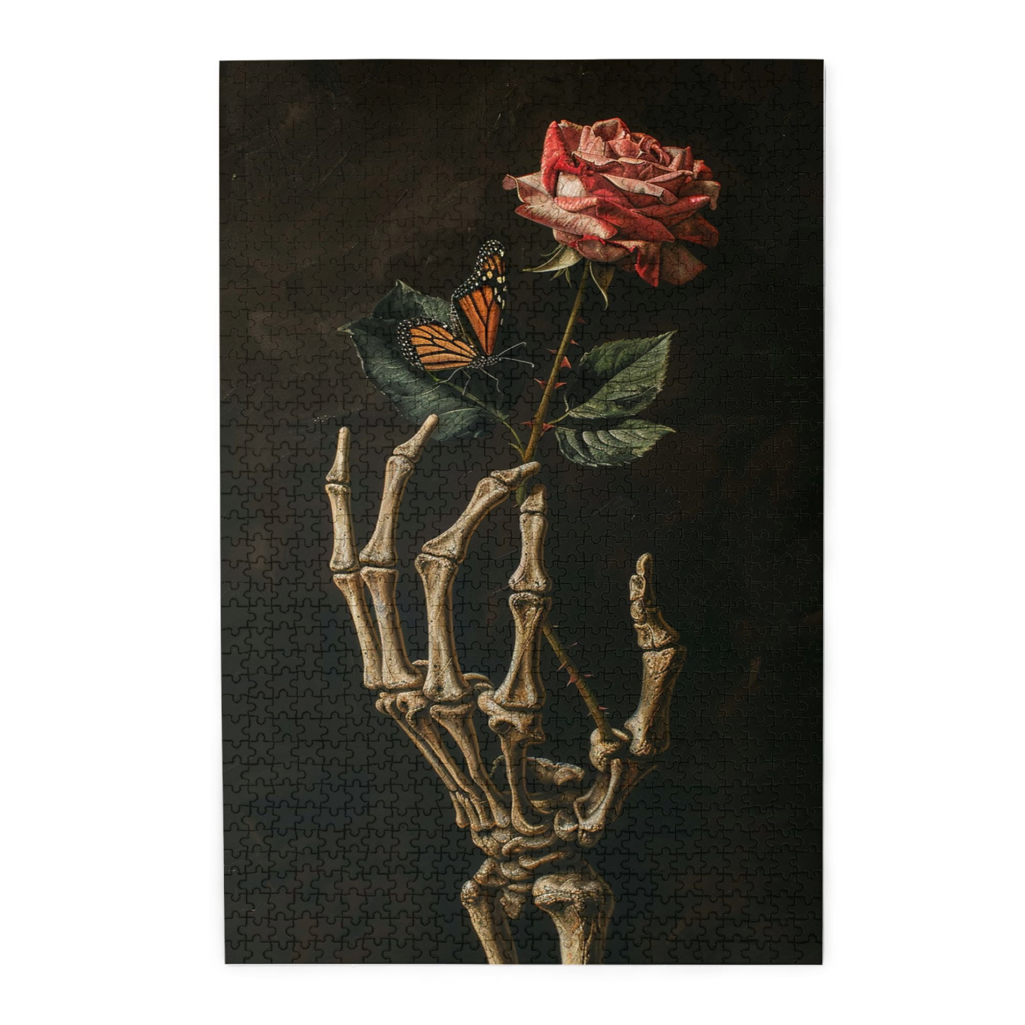 1000 PCS Grasping Love - Skull Rose And Butterfly 1000 Piece Wooden ...