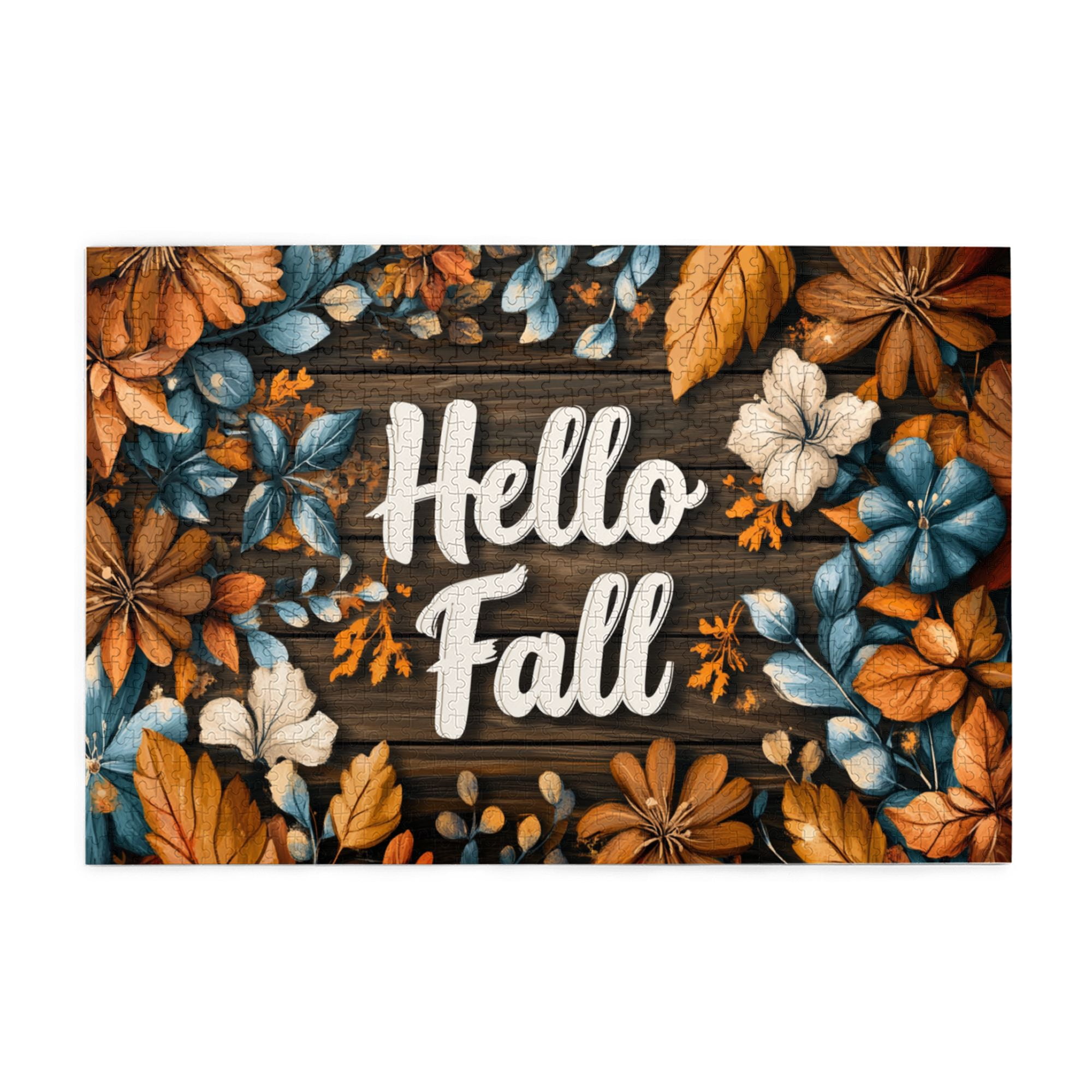 1000 PCS Hello Fall Slogan Withered leaves and flowers 1000 piece ...