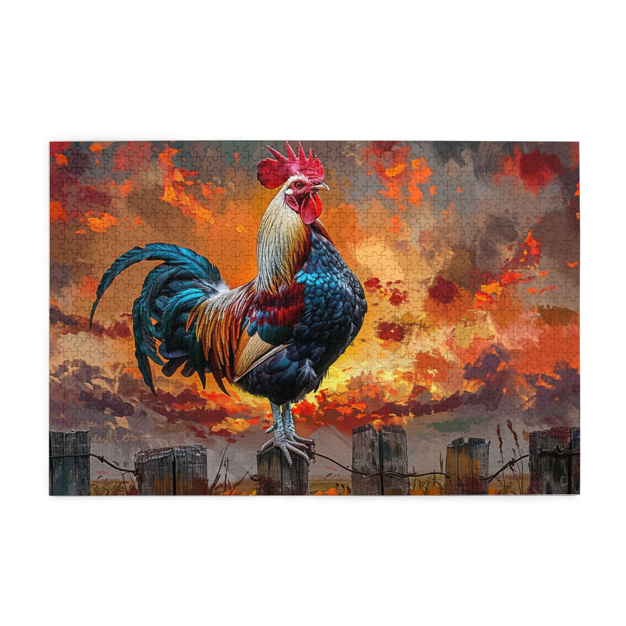 1000 PCS Jigsaw Puzzles 1000 Pieces Rooster On The Fence,Stunningly ...