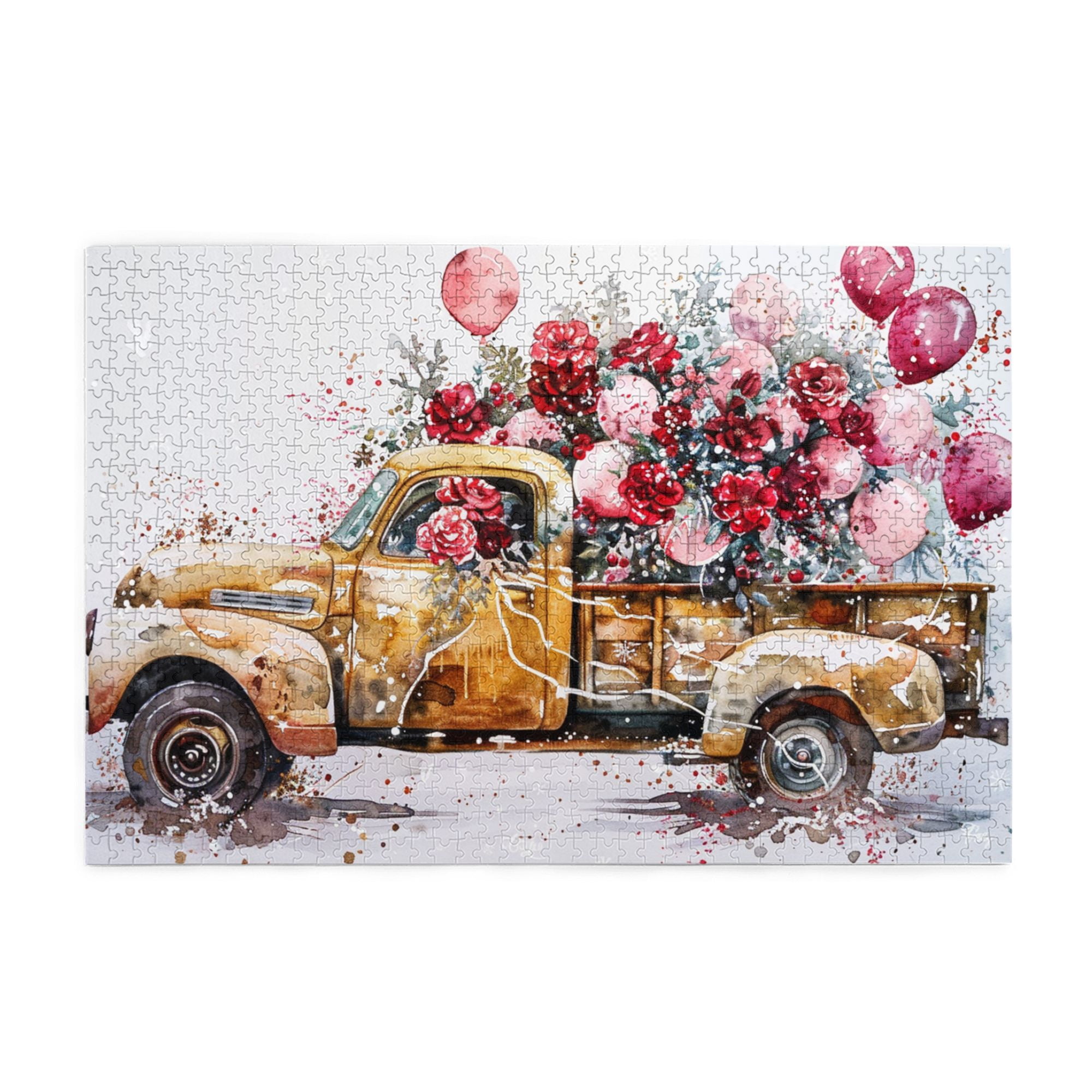 1000 PCS Jigsaw Puzzles 1000 Pieces Truck & Rose Balloon,Challenging ...