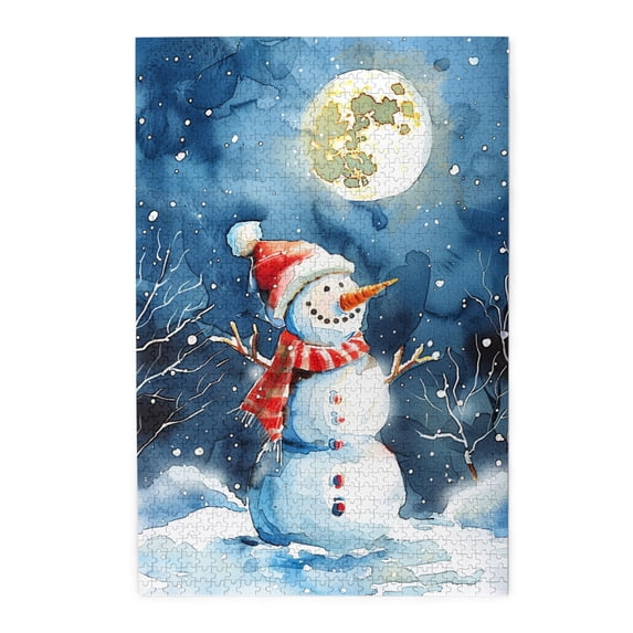 1000 PCS Moon Night Snowman jigsaw Wooden puzzles 1000 pieces,Unique ...