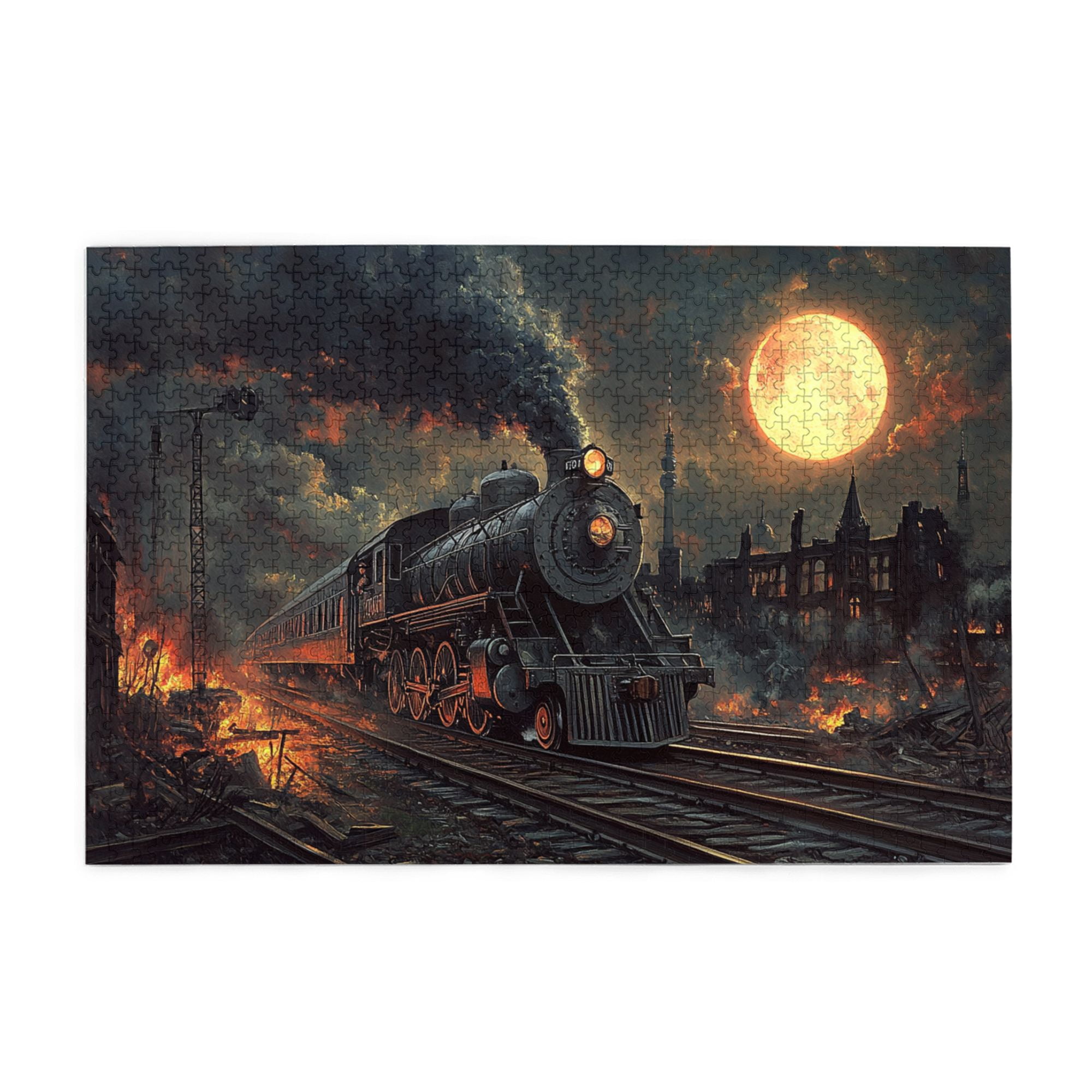 1000 PCS Moonlight Steam Train Puzzles For Adults 1000 Pieces,Funny ...
