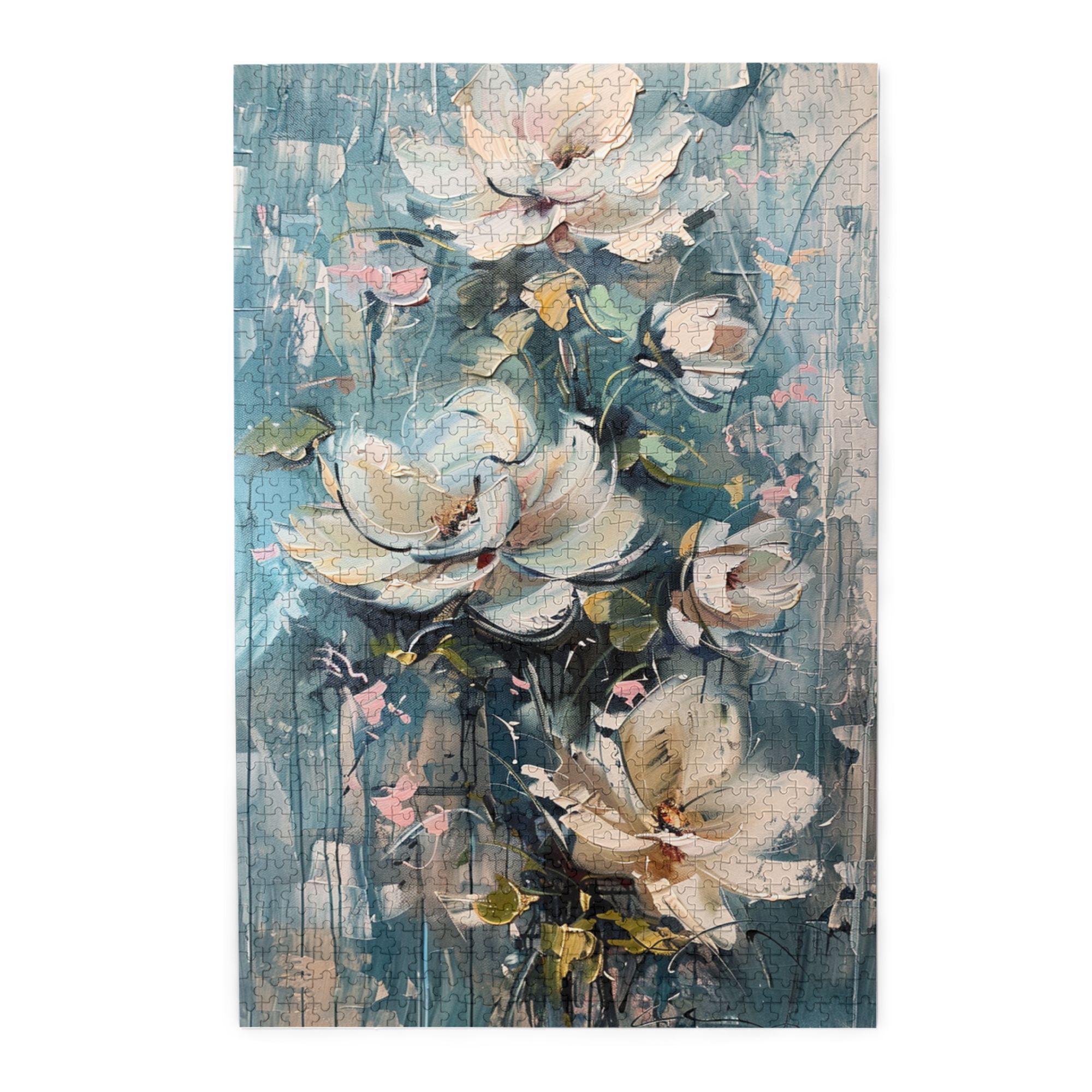 1000 PCS Oil Painting White Flowers -1000 Piece Wooden Jigsaw Puzzles ...
