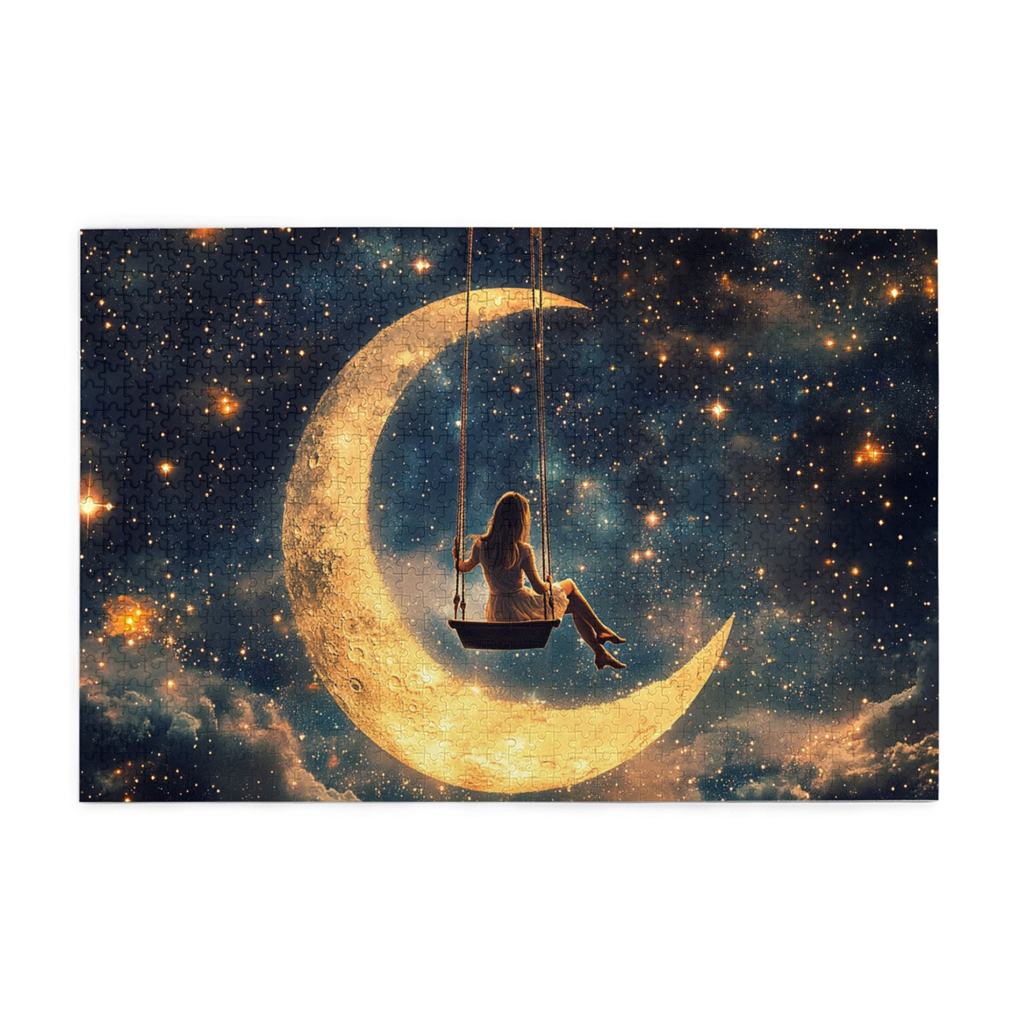 1000 PCS 1000 Piece Fantasy jigsaw puzzles Swinging on the Moon,Unique ...
