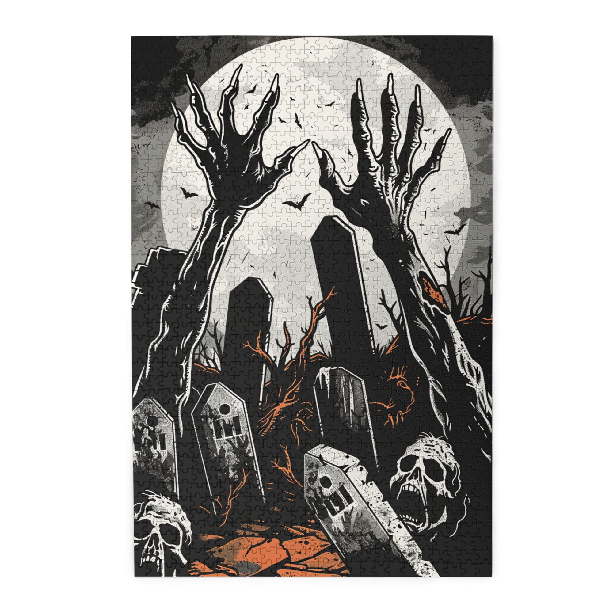 1000 PCS 1000 Piece Wooden Puzzles Moon Night Cemetery Skeleton ...