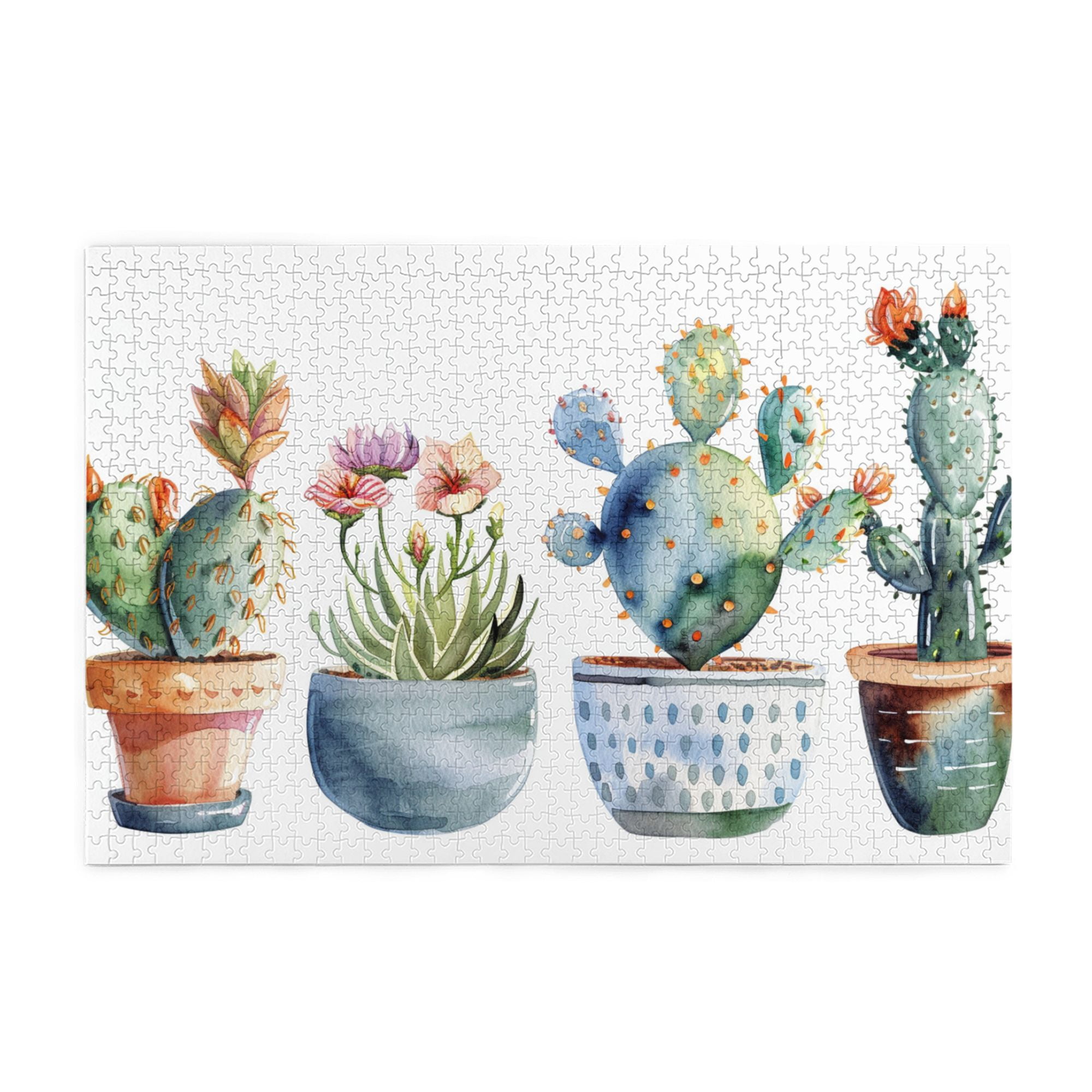 1000 PCS Potted Cactus 1000 Piece Wooden Puzzle For Adults,Challenging ...