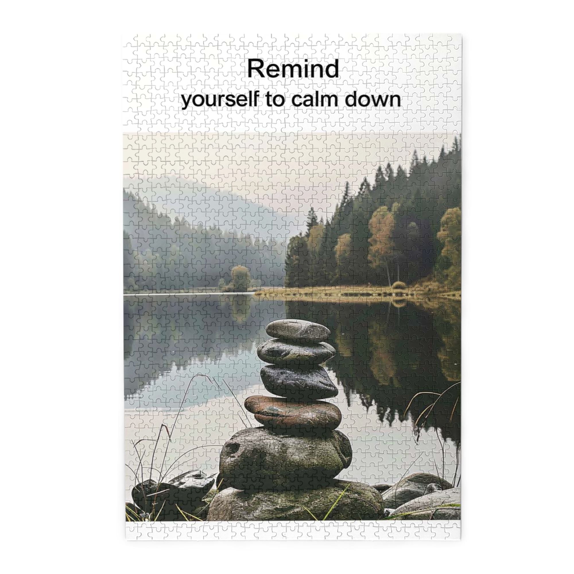 1000 PCS Remind Yourself to Calm Down Slogan Lakeside stones 1000 Piece Wooden Puzzles ...