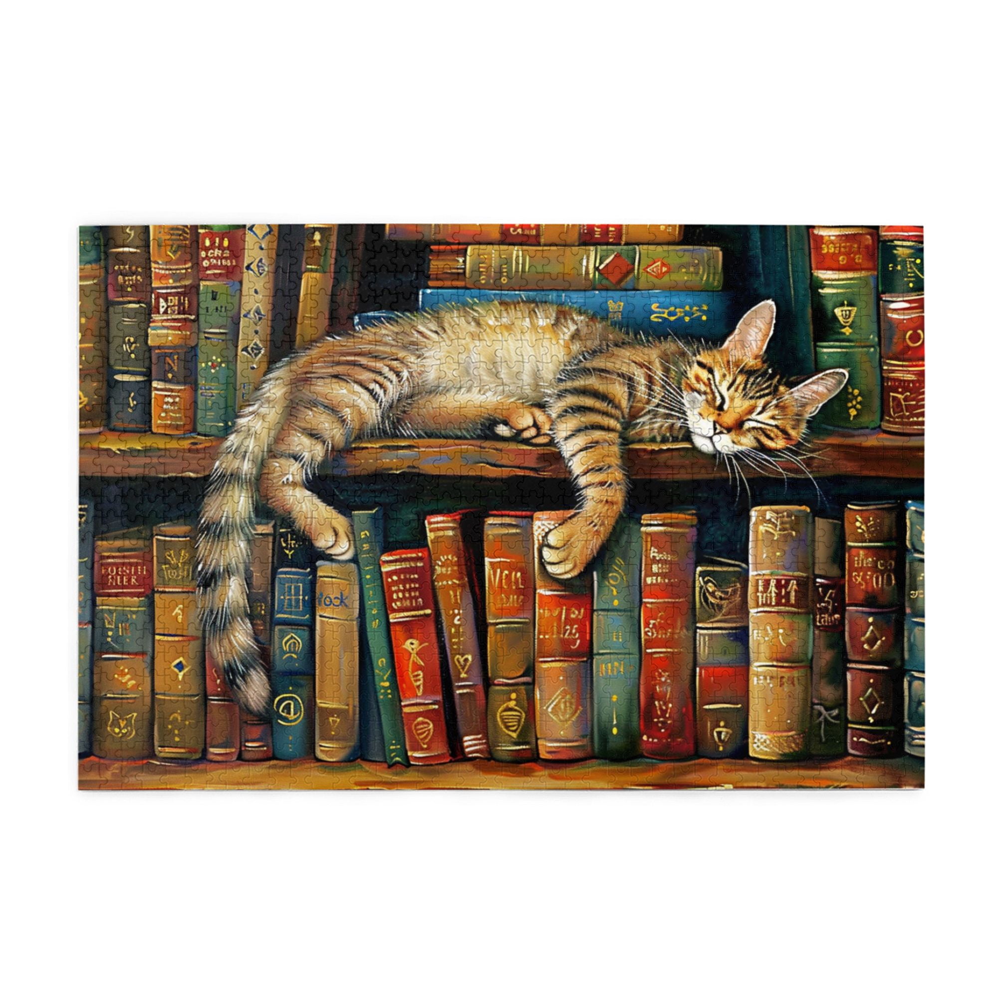 1000 PCS Sleeping Cat On The Bookshelf Jigsaw Puzzles 1000 Pieces ...