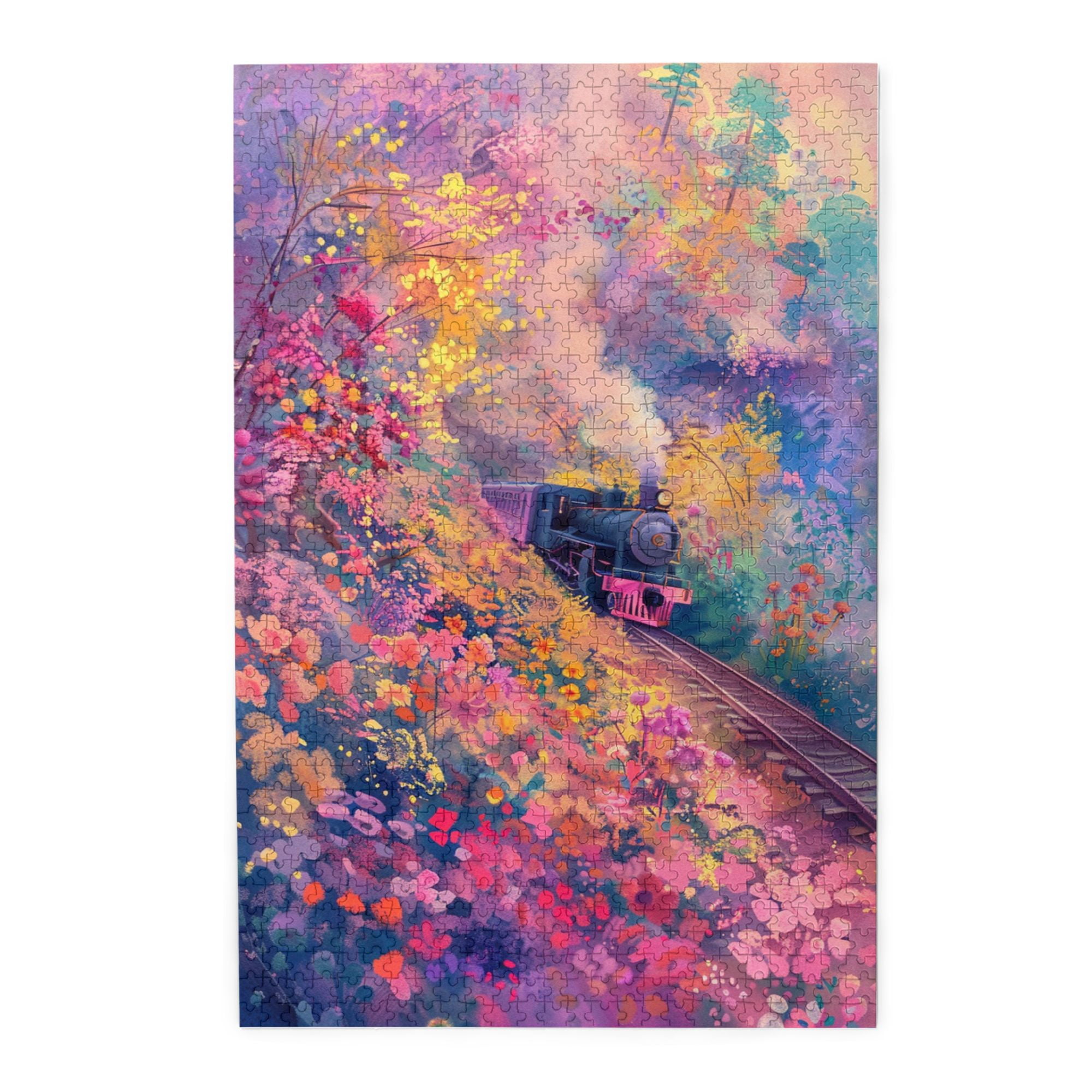 1000 PCS Steam Train Heading Towards Spring - 1000 Piece Scenery Jigsaw ...